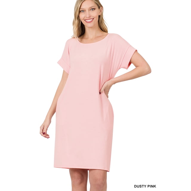 Zenana Women & Plus Round Neck Rolled Sleeve Knee Length Tunic Shirt ...