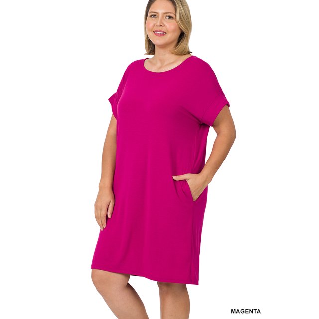 Zenana Women & Plus Round Neck Rolled Sleeve Knee Length Tunic Shirt ...