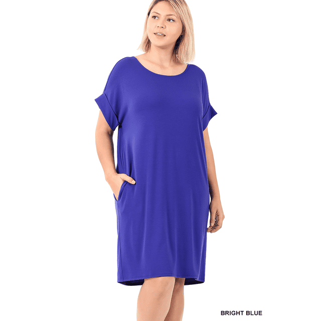 Zenana Women & Plus Round Neck Rolled Sleeve Knee Length Tunic Shirt ...