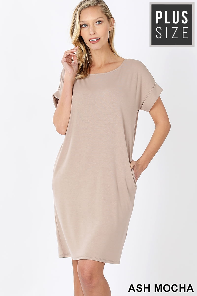 Zenana Women & Plus Round Neck Rolled Sleeve Knee Length Tunic Shirt ...