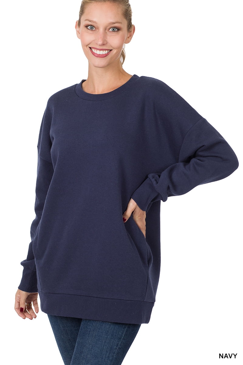 Zenana Women & Plus (S-3XL) Basic Relaxed Long Sleeve Round Neck ...
