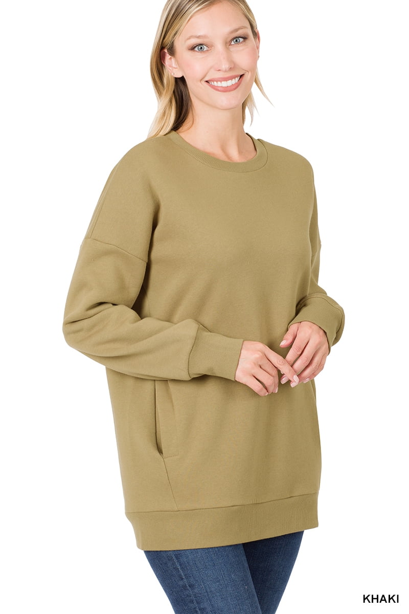Zenana Women & Plus (S-3XL) Basic Relaxed Long Sleeve Round Neck ...