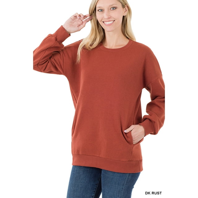 Zenana Women & Plus (S-3XL) Basic Relaxed Long Sleeve Round Neck ...