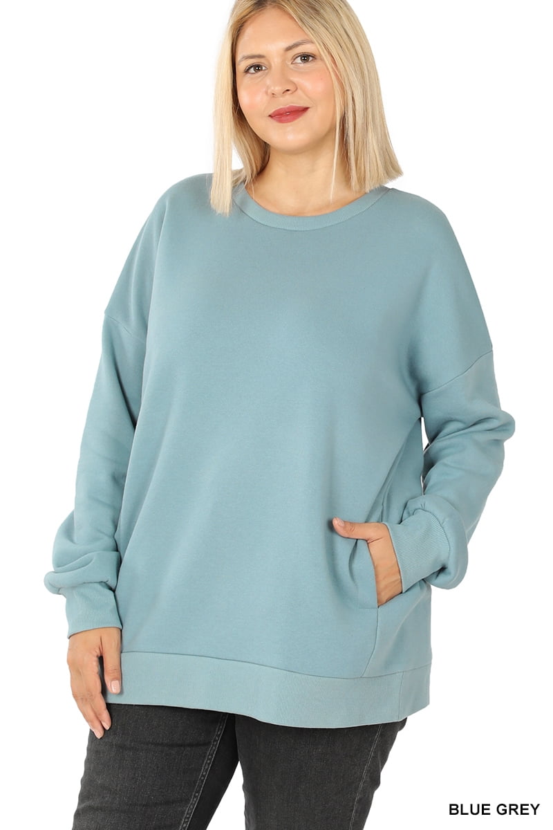 Zenana Women & Plus (S-3XL) Basic Relaxed Long Sleeve Round Neck ...