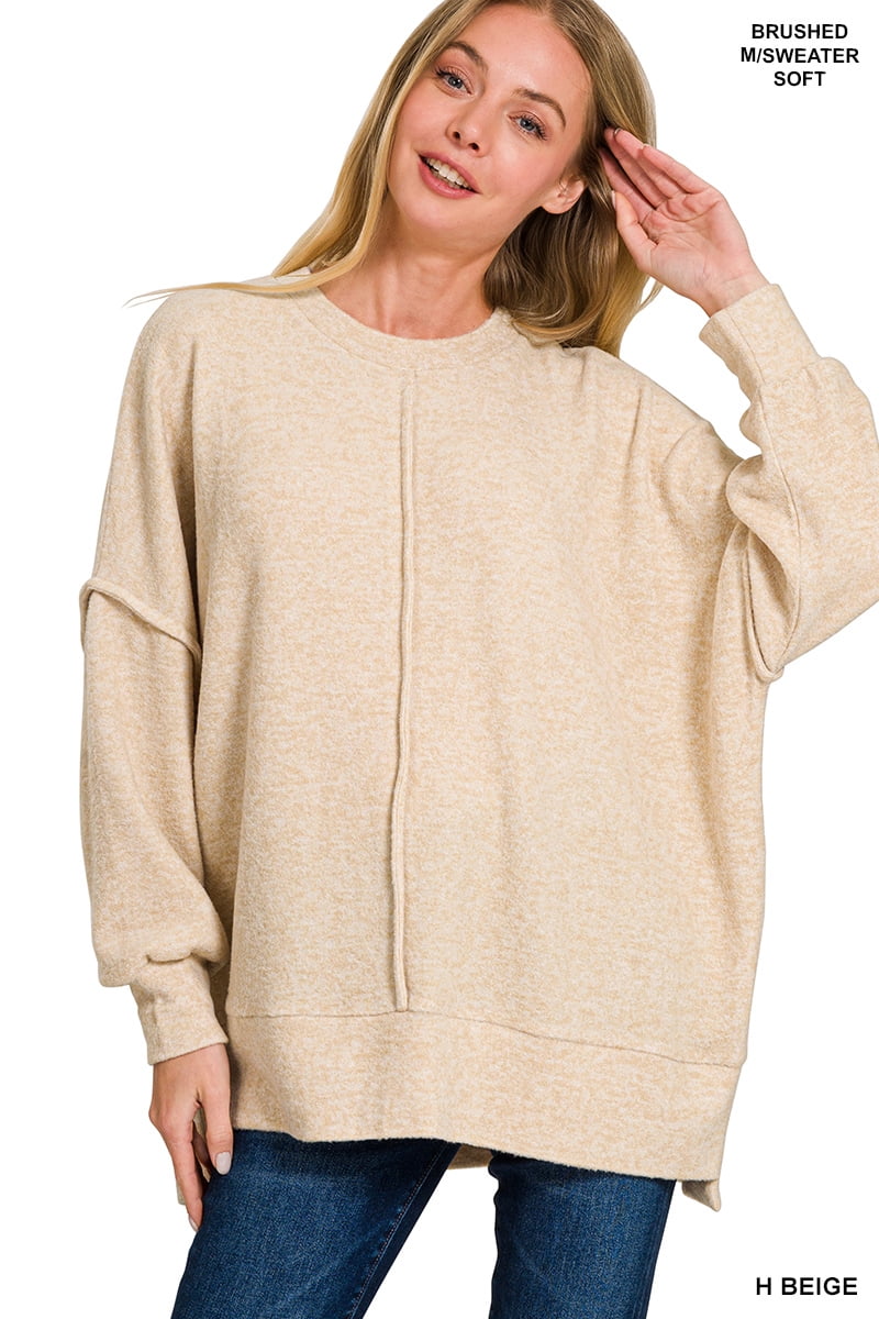 Zenana Women & Plus Size Brushed Melange Hacci Overside Kimono Batwing ...