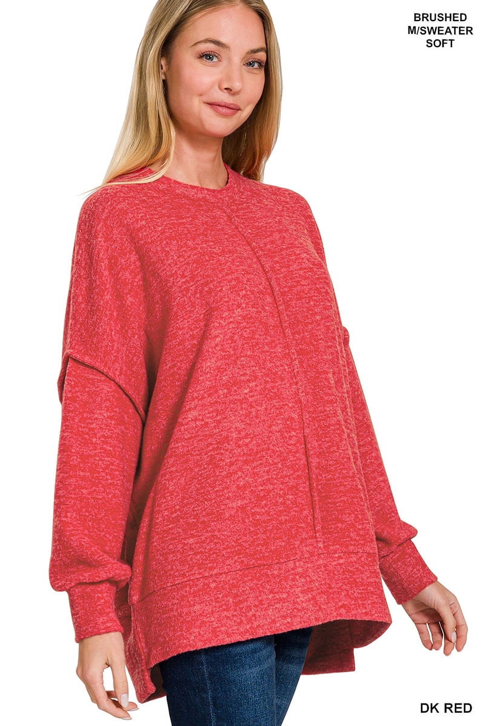 Zenana Women & Plus Size Brushed Melange Hacci Overside Kimono Batwing ...