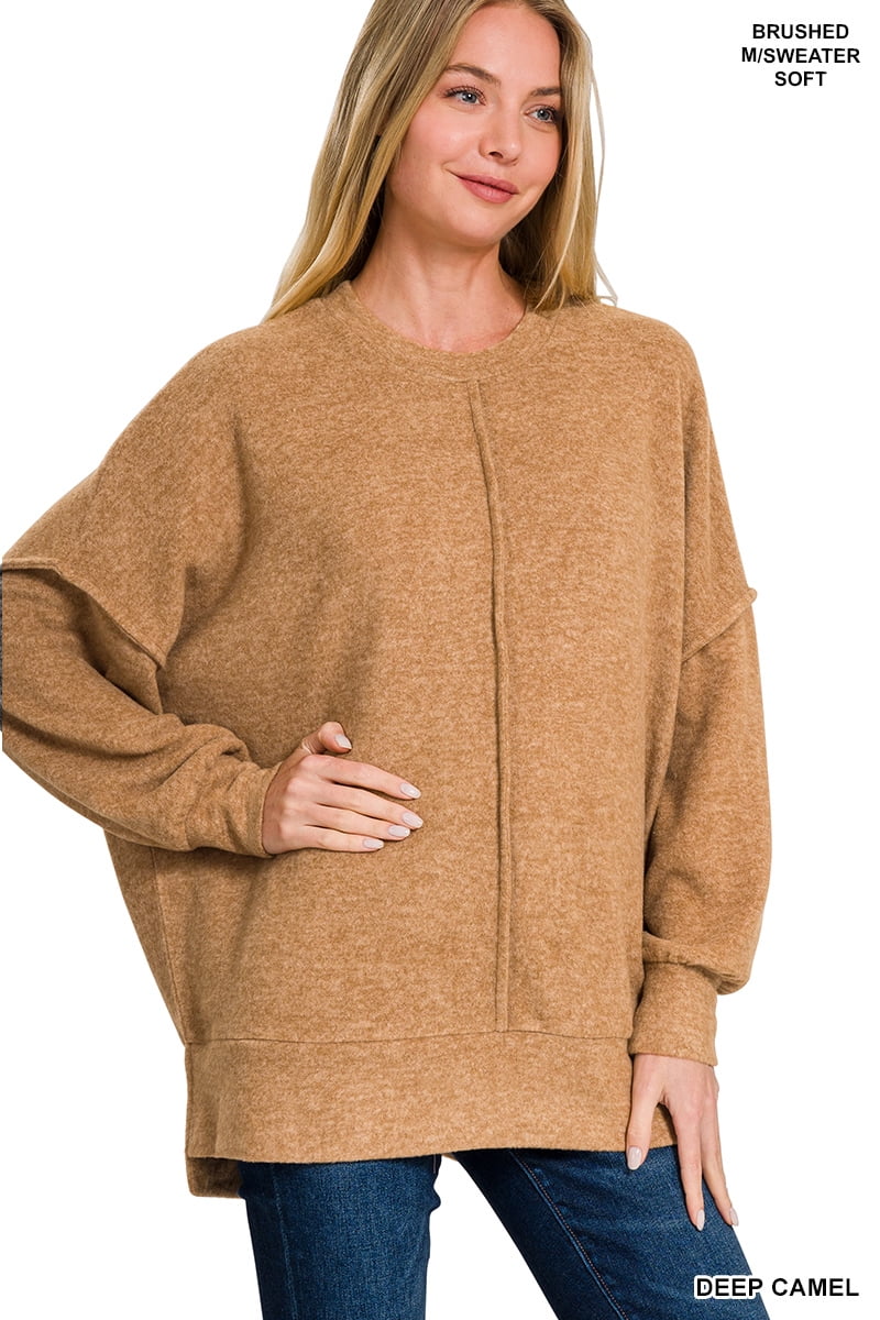 Zenana Women & Plus Size Brushed Melange Hacci Overside Kimono Batwing ...