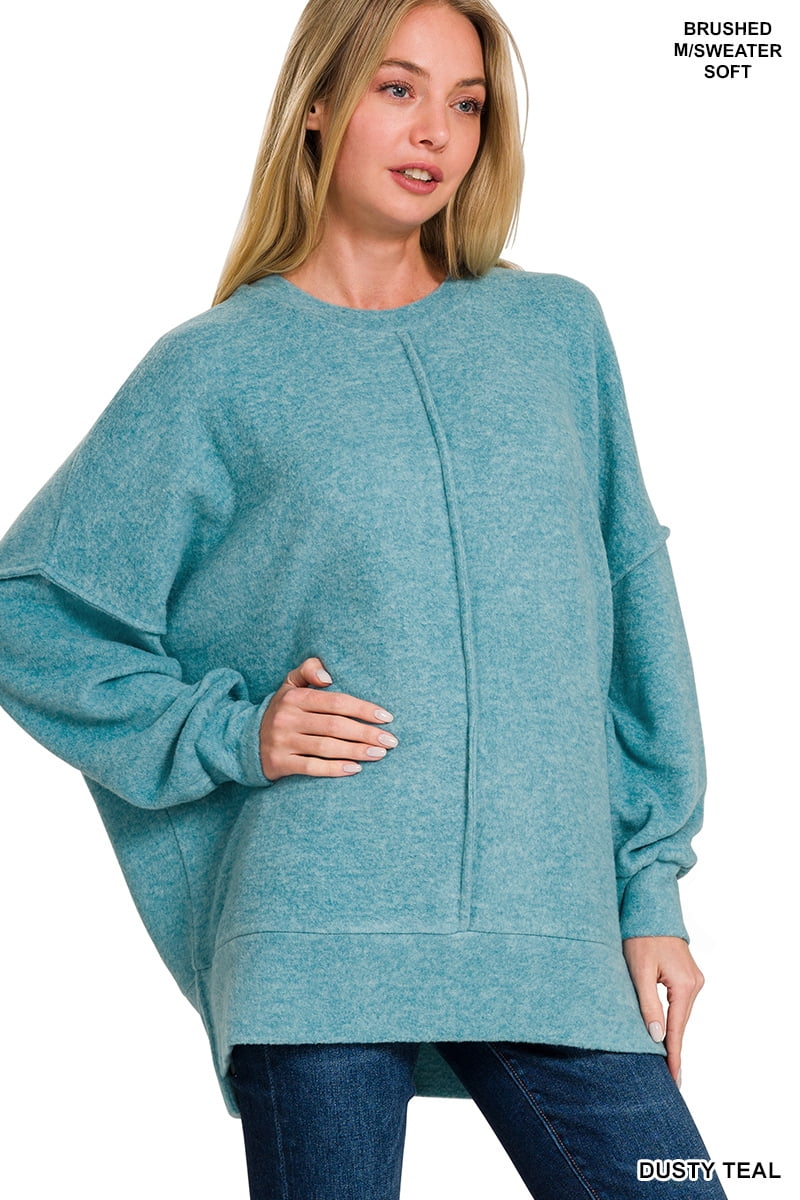 Zenana Women & Plus Size Brushed Melange Hacci Overside Kimono Batwing ...