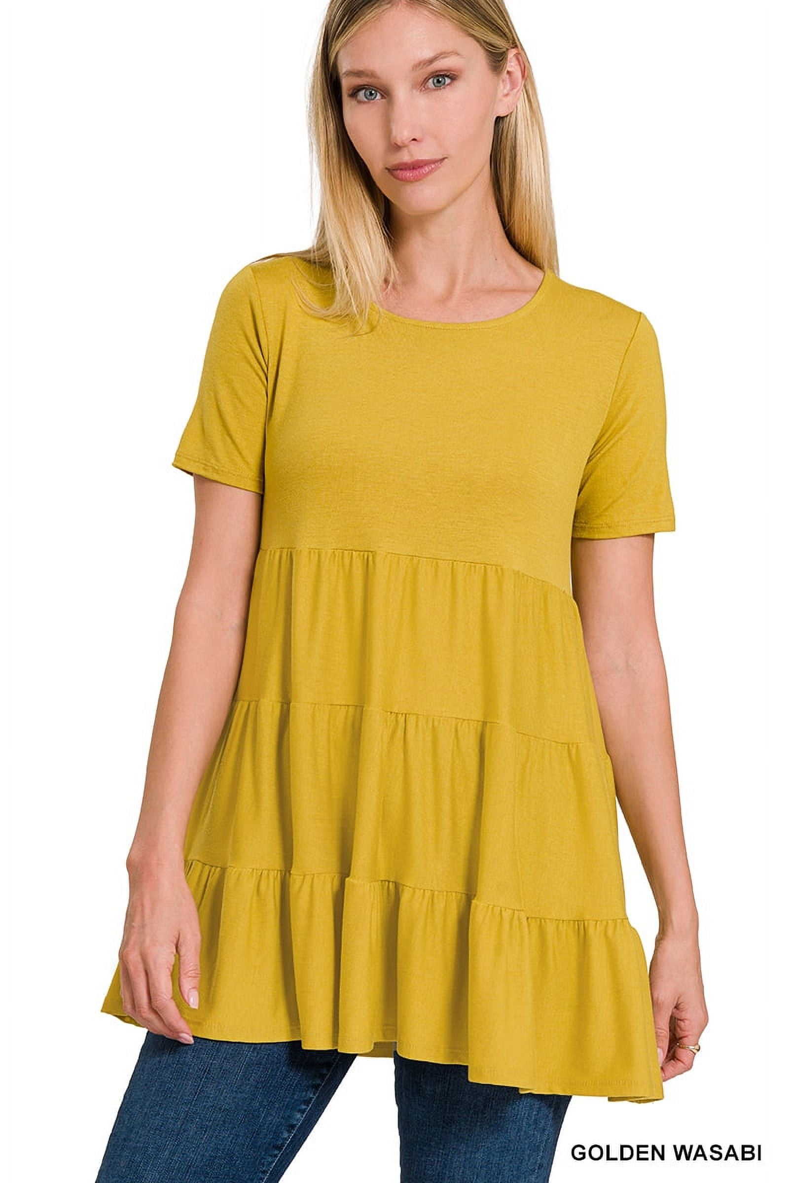 Zenana Women & Plus Summer Casual Short Sleeve Tiered Ruffle Tunic ...