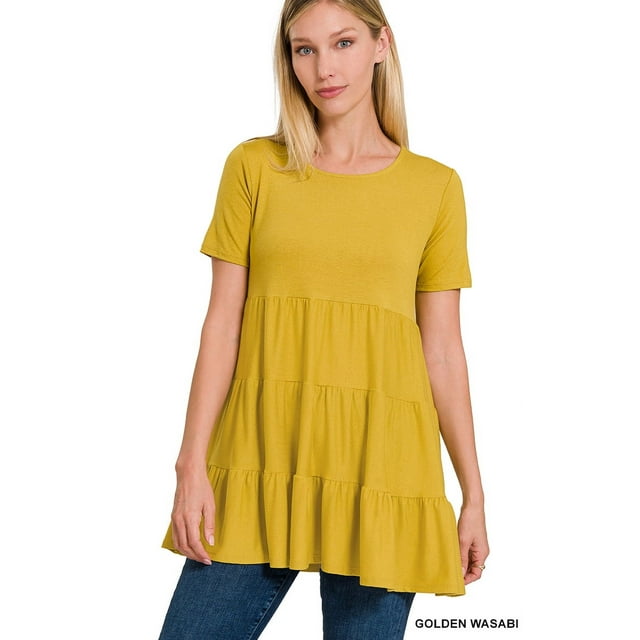 Zenana Women & Plus Summer Casual Short Sleeve Tiered Ruffle Tunic ...