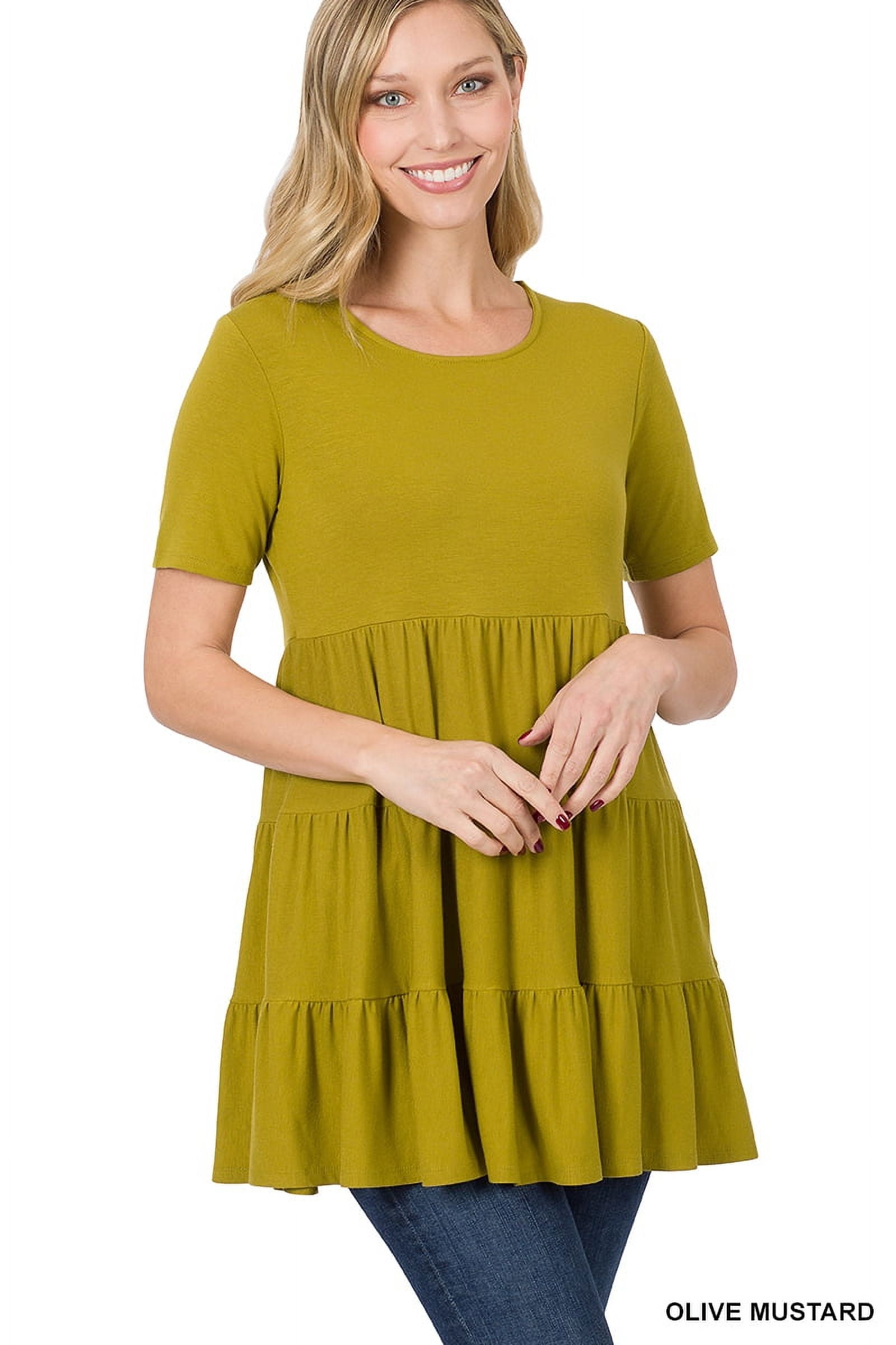 Zenana Women & Plus Summer Casual Short Sleeve Tiered Ruffle Tunic ...