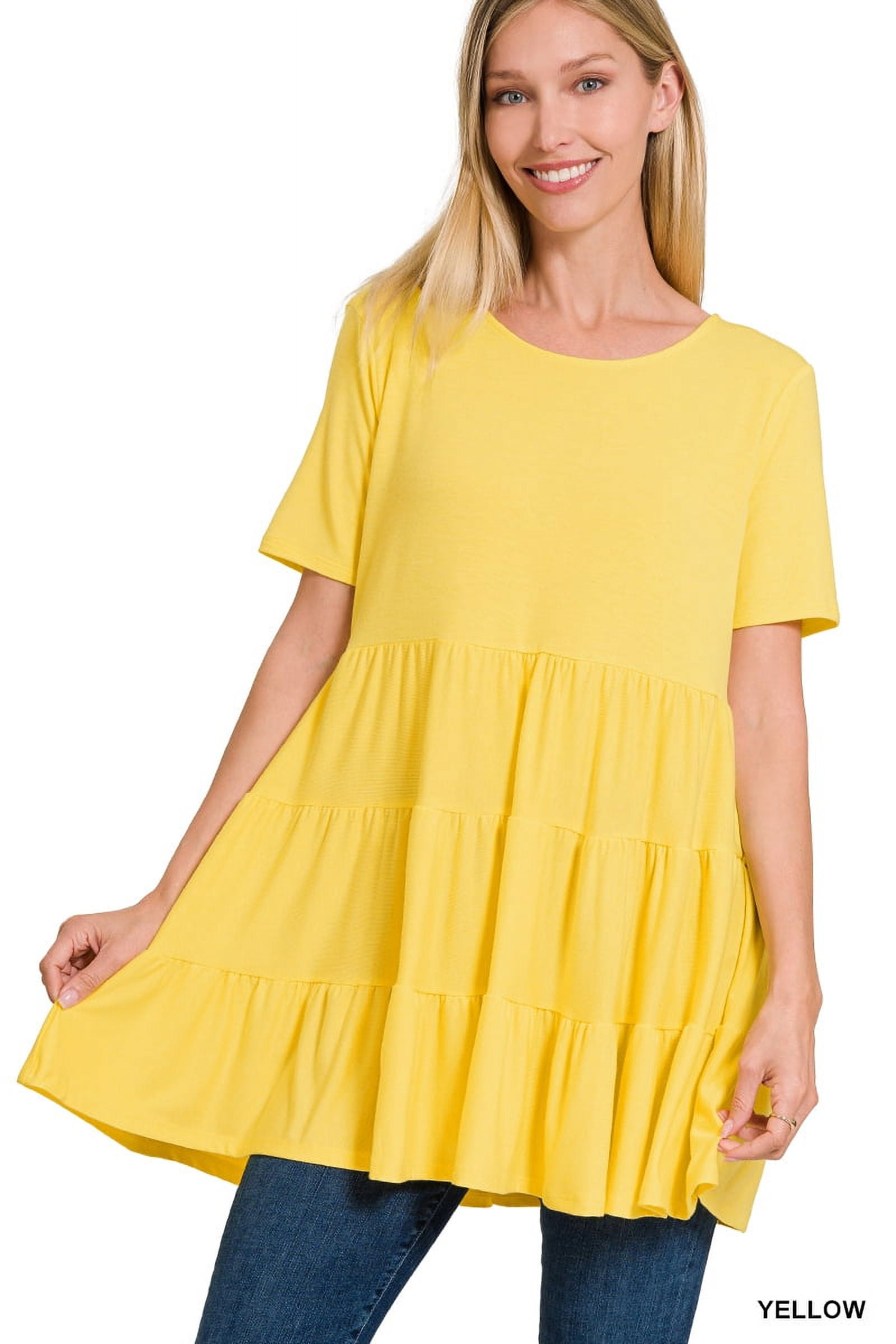 Zenana Women & Plus Summer Casual Short Sleeve Tiered Ruffle Tunic ...