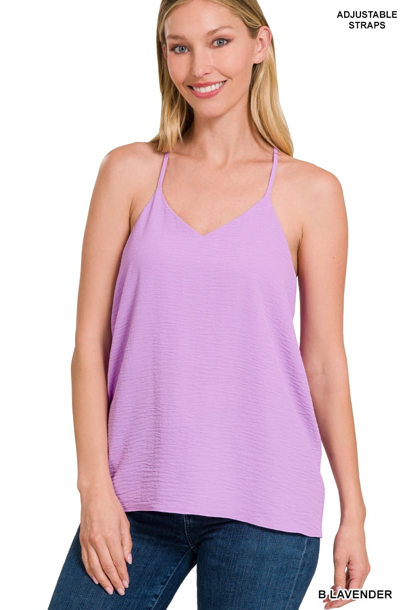 Zenana Women's Adjustable Spaghetti Strap V-Neck Chiffon Camisole Flowy ...