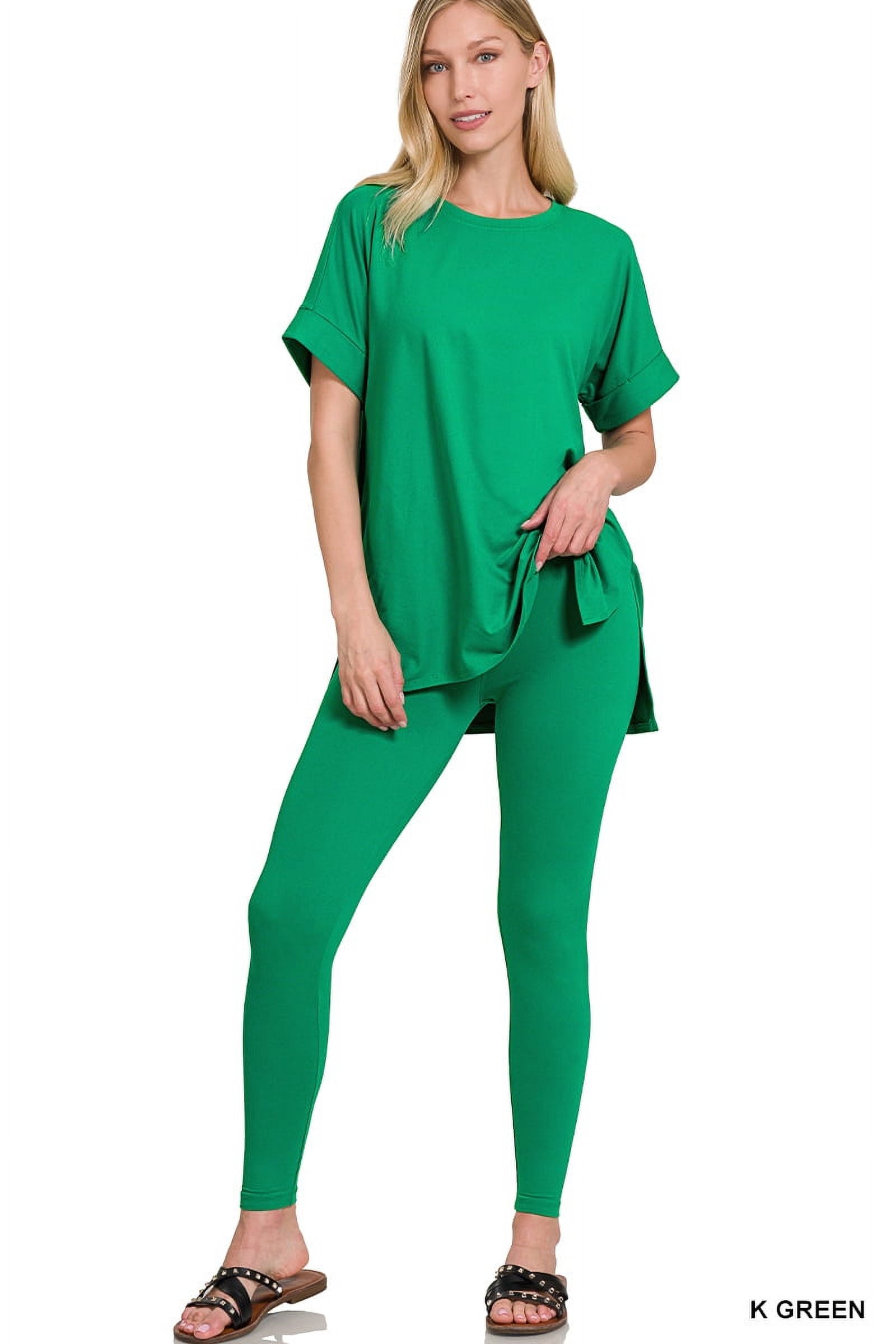 Zenana Women's Brushed DTY Microfier Round Neck Short Sleeve Hi-Low Hem ...