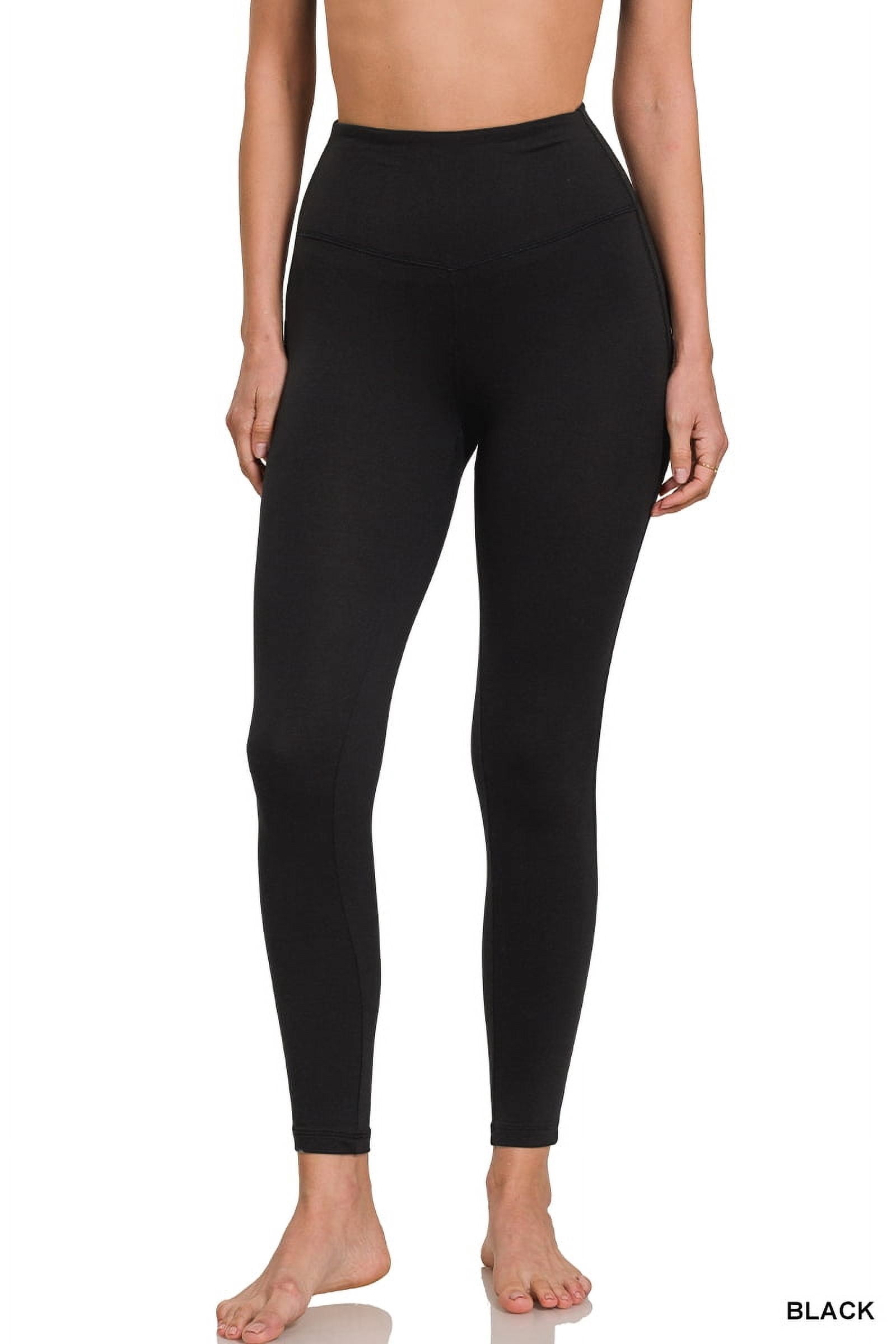 Zenana Women's Brushed Microfiber Wide Waistband Full-Length Leggings ...
