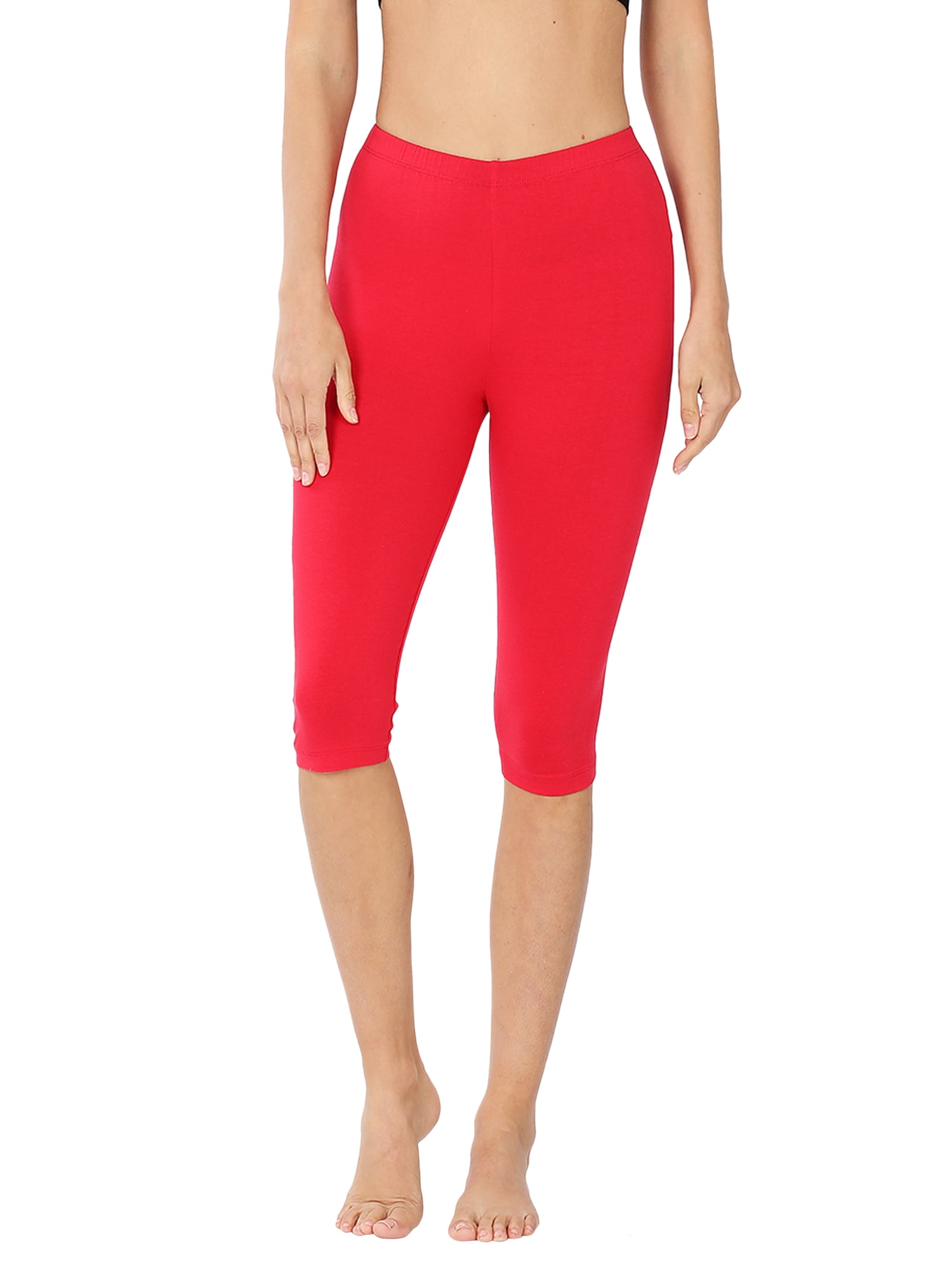 Zenana Women's Essential Basic Cotton Spandex Stretch Below Knee Length ...