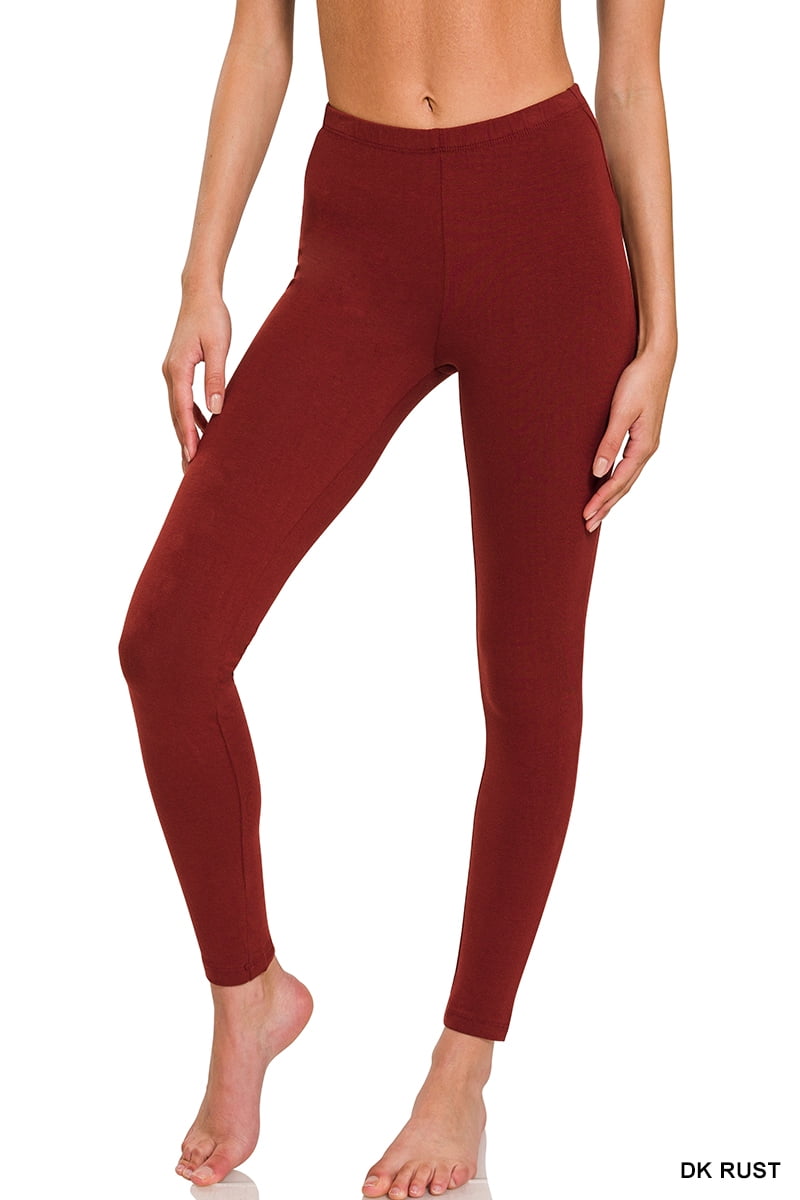 Zenana Womens High Waist Full Ankle Length Premium Thick Cotton