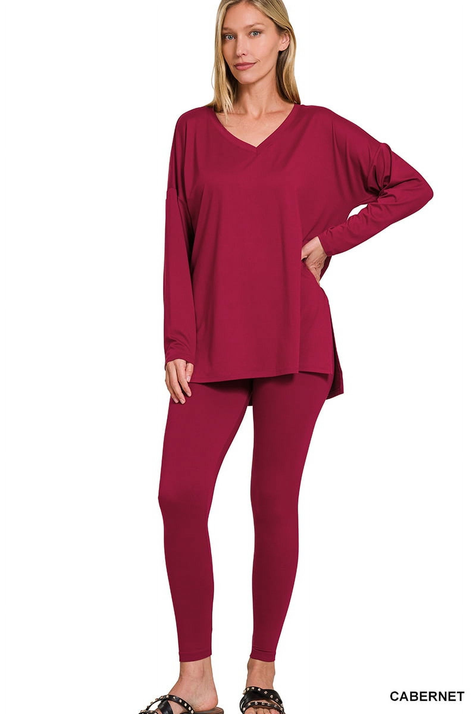 Zenana Women's Plus Size Soft Brushed Fabric V-Neck Long Sleeve Top ...