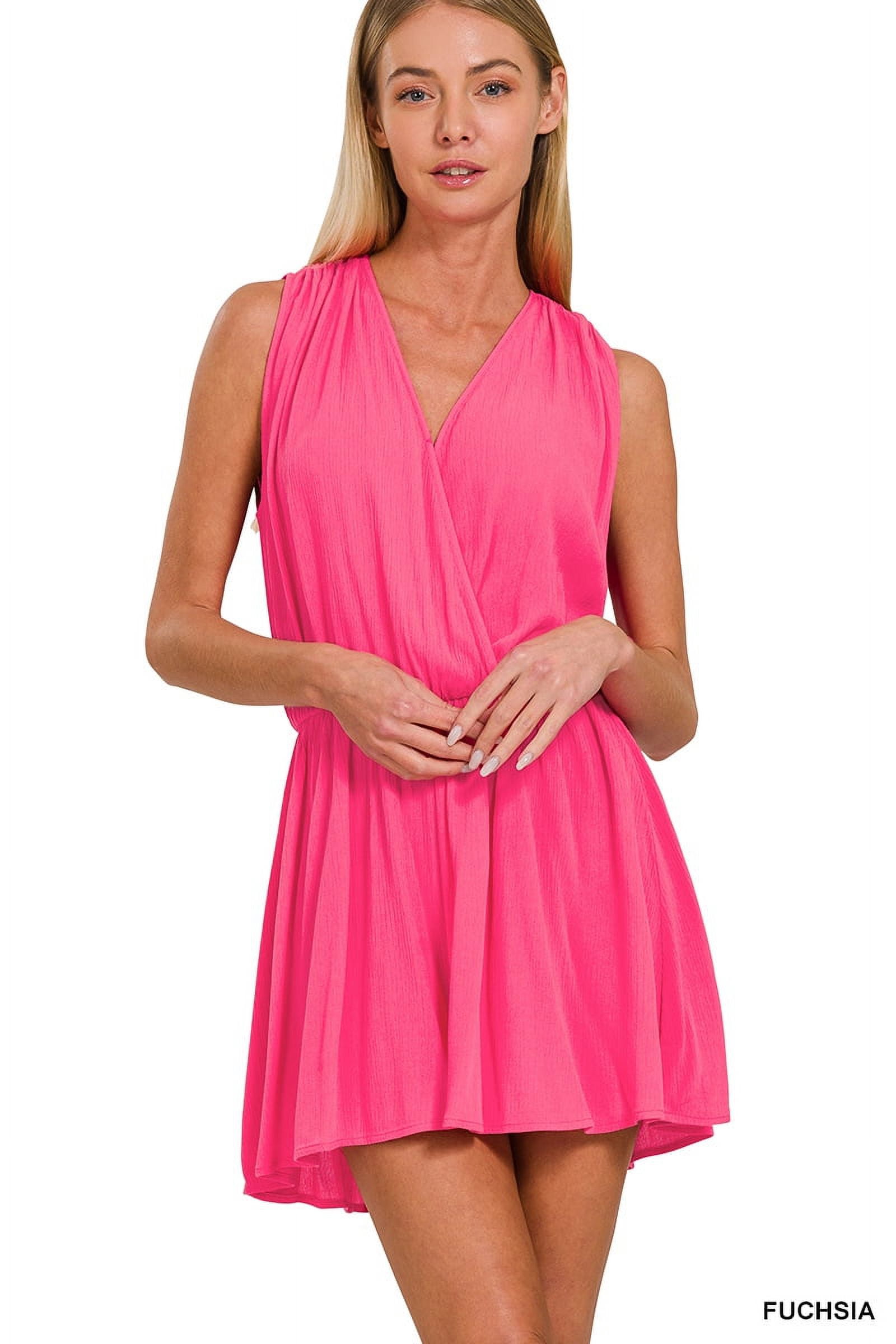 Zenana Women's Sleeveless Elastic Waist Drapped Romper with Tie Open ...