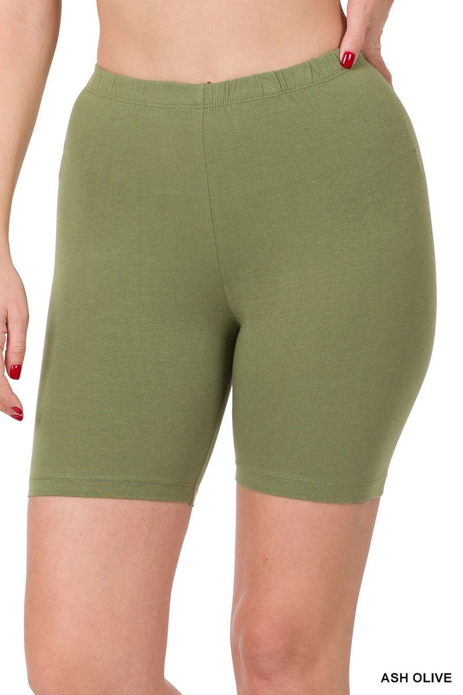 Zenana Womens's Cotton Stretch Mid Thigh Length Leggings Fitness Sport ...
