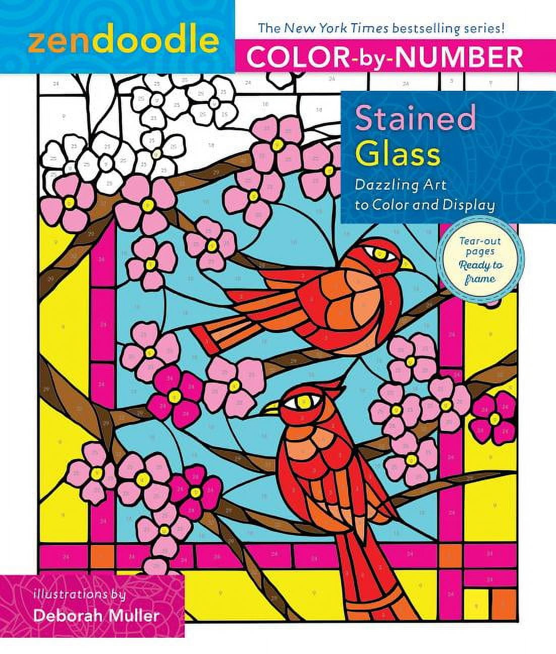 Zendoodle Color-by-Number: Zendoodle Color-by-Number: Stained Glass ...