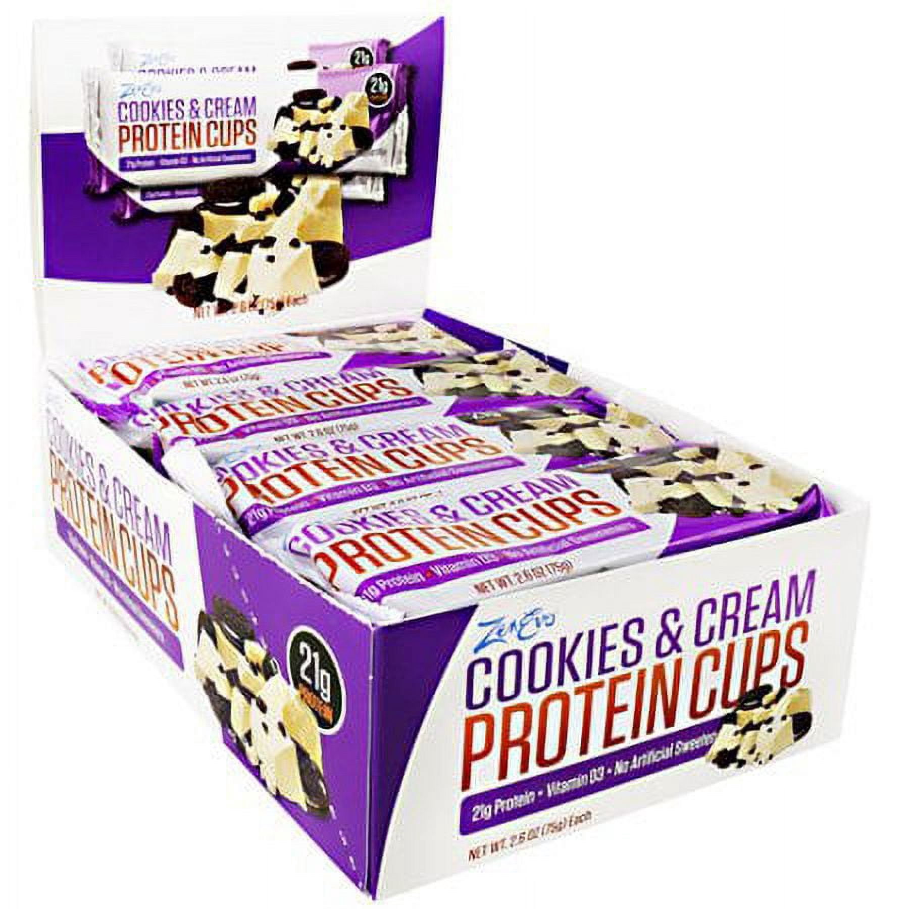 Zenevo Protein Cups Cookies & Cream - 21g of Protein per Sleeve - 3 ...