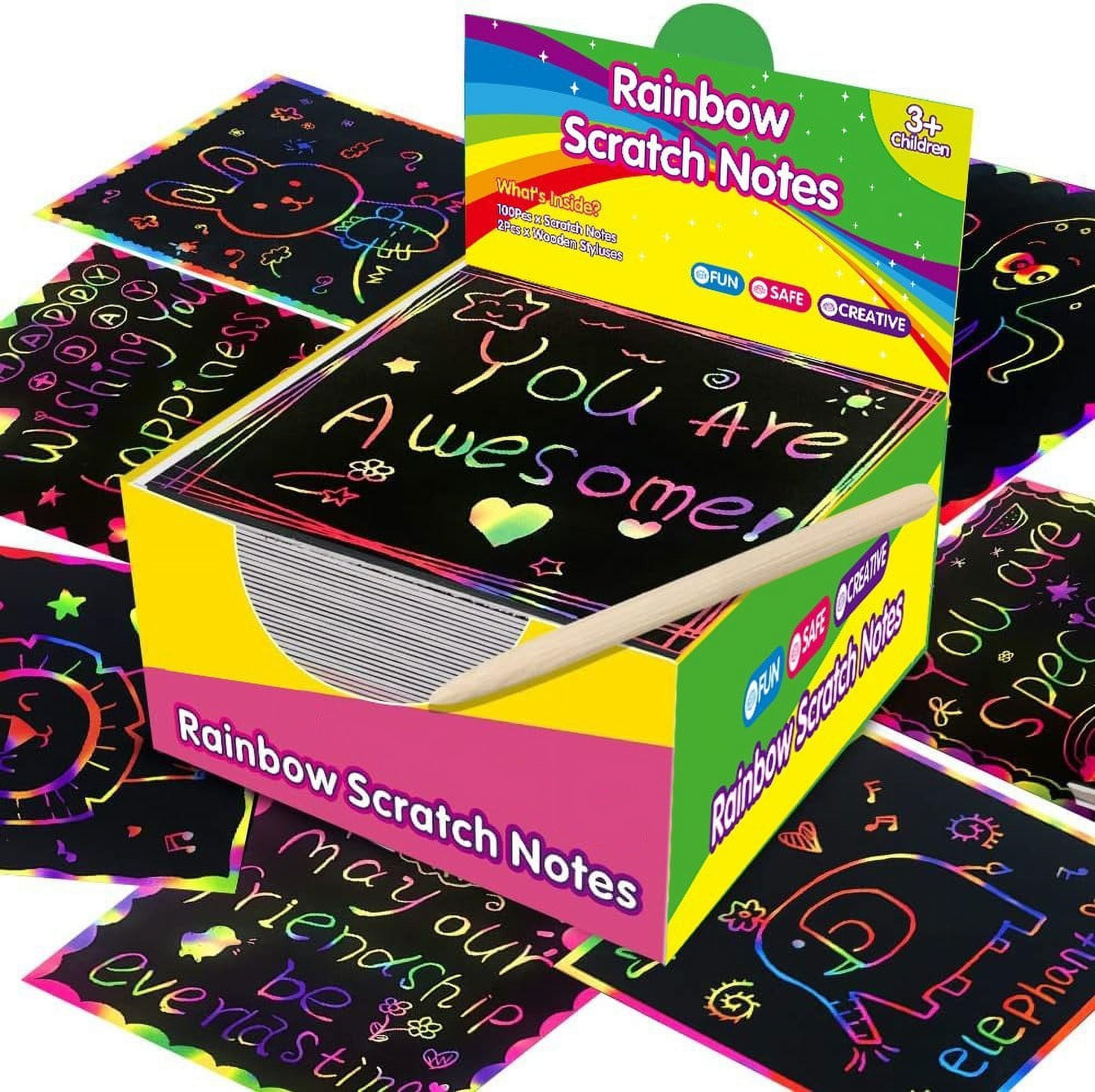 Zenghuiiii 100 Pcs Scratch Off Craft Kit For Kids Color Drawing Note ...