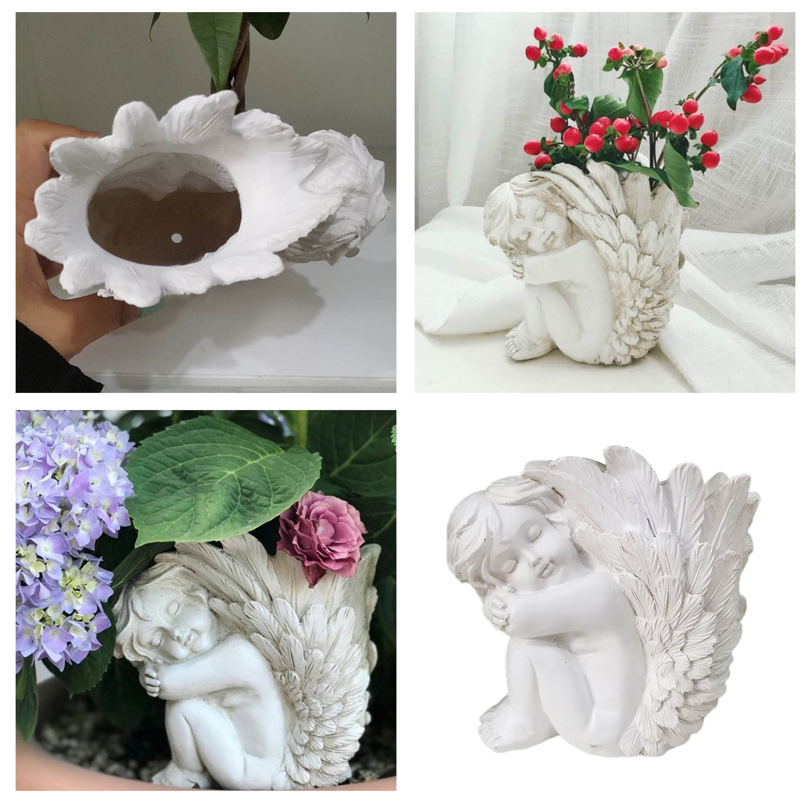 Zenghuiiii Angel Statue Crafted Head Face Planter Pot Flower Pot With ...