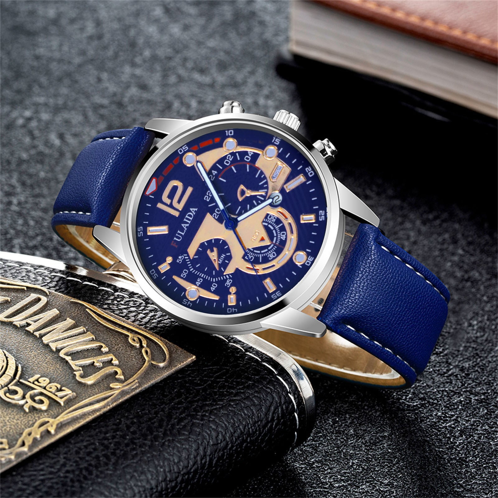 Zenghuiiii Fashion Sport Men's Stainless Steel Leather Band Quartz ...