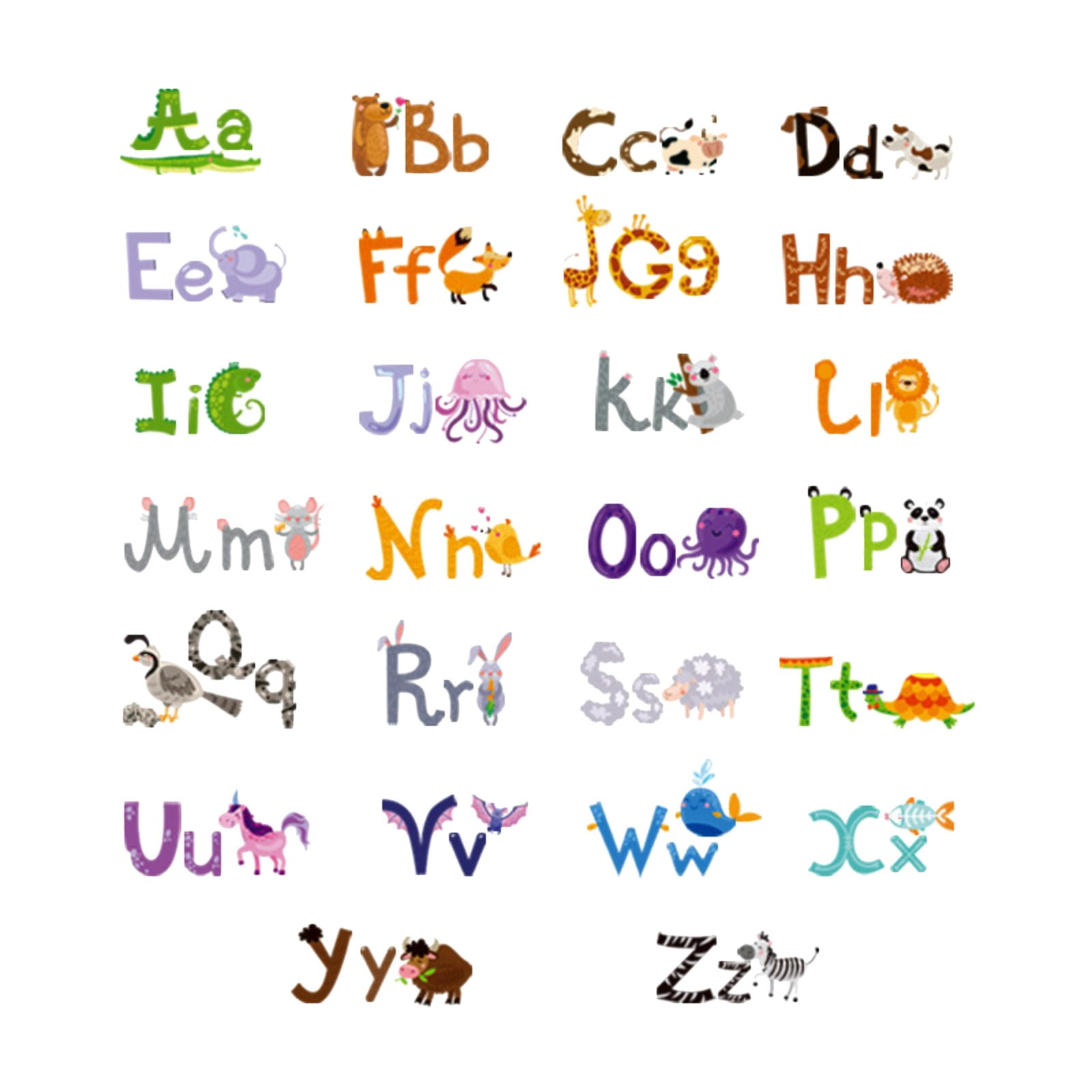 Zenghuiiii Peel And Decal Alphabet & Animals Kids Wall Stickers Wall ...