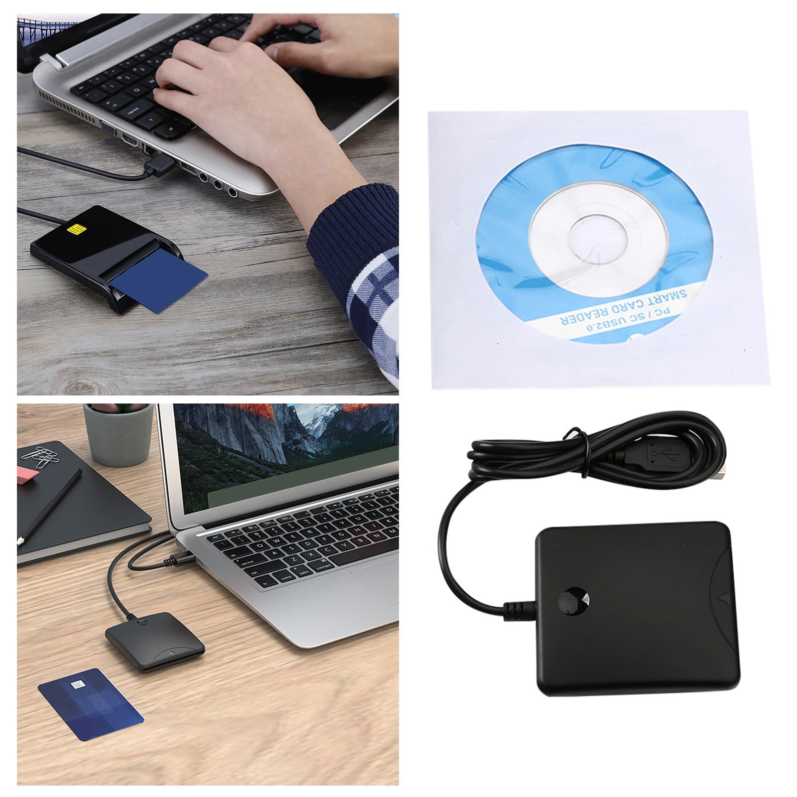 Zenghuiiii Portable USB IC Cards Smart Reader Smart Chip Card IC Credit ...