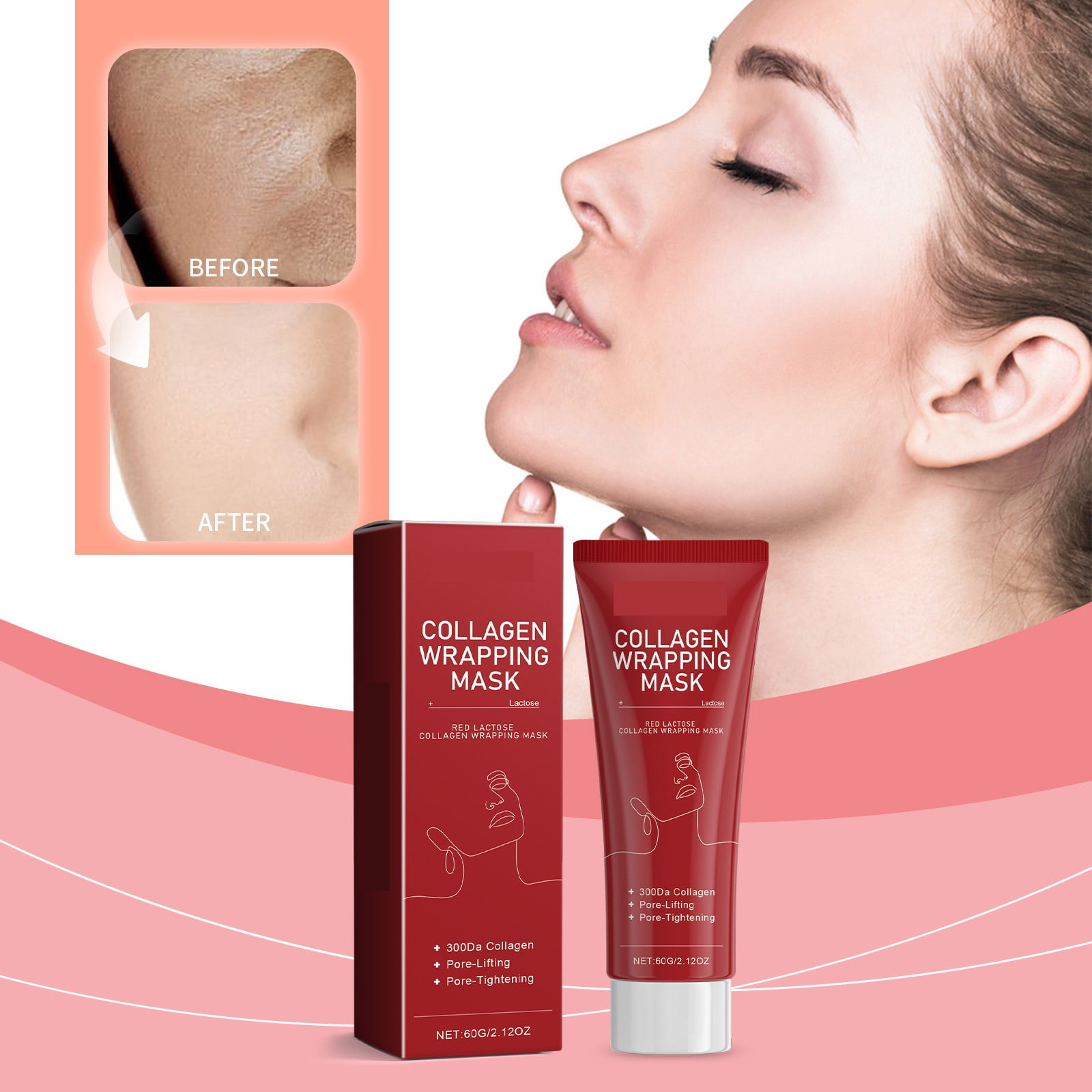 Zenghuiiii Sweet Chef Skin Care Set RED LACTO COLLAGEN WRAPPING M ASK Glowy Skin Skin Elasticity ...