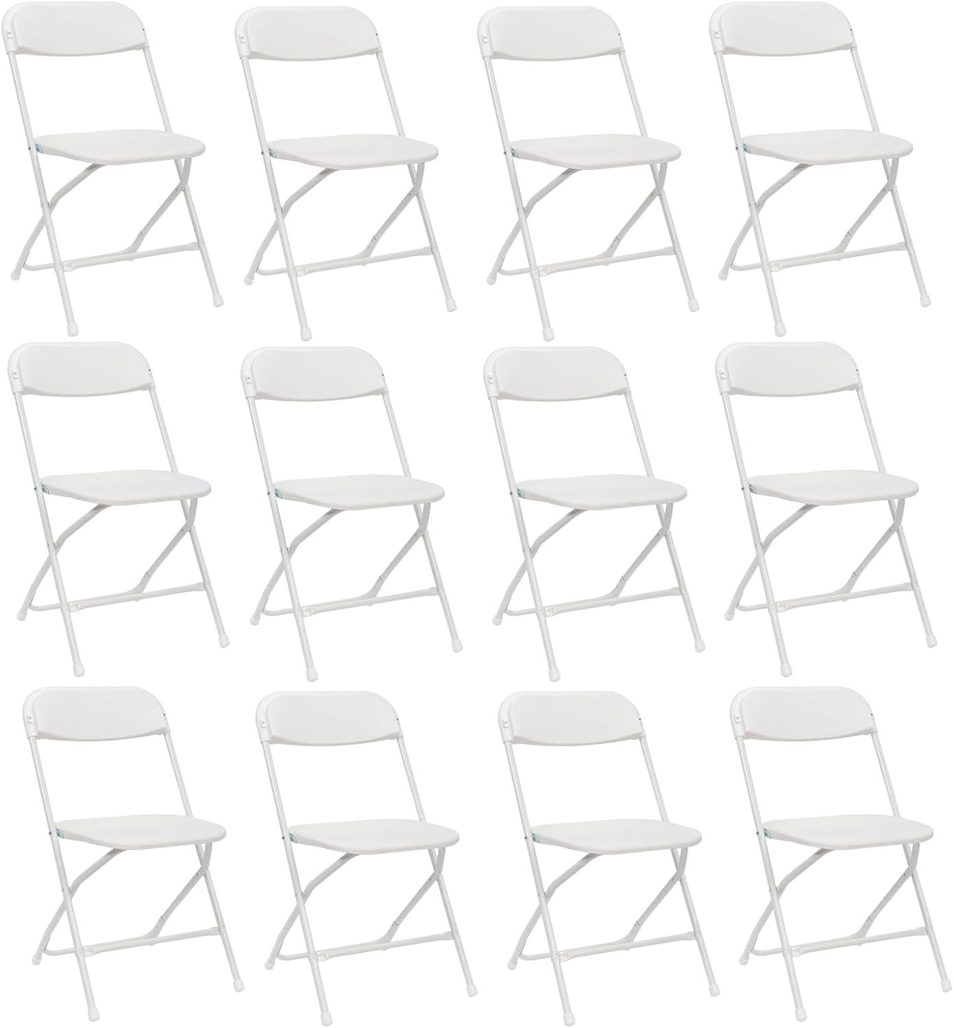 Zengpin 12 Pack White Plastic Folding Chairs, Portable Party Chairs ...