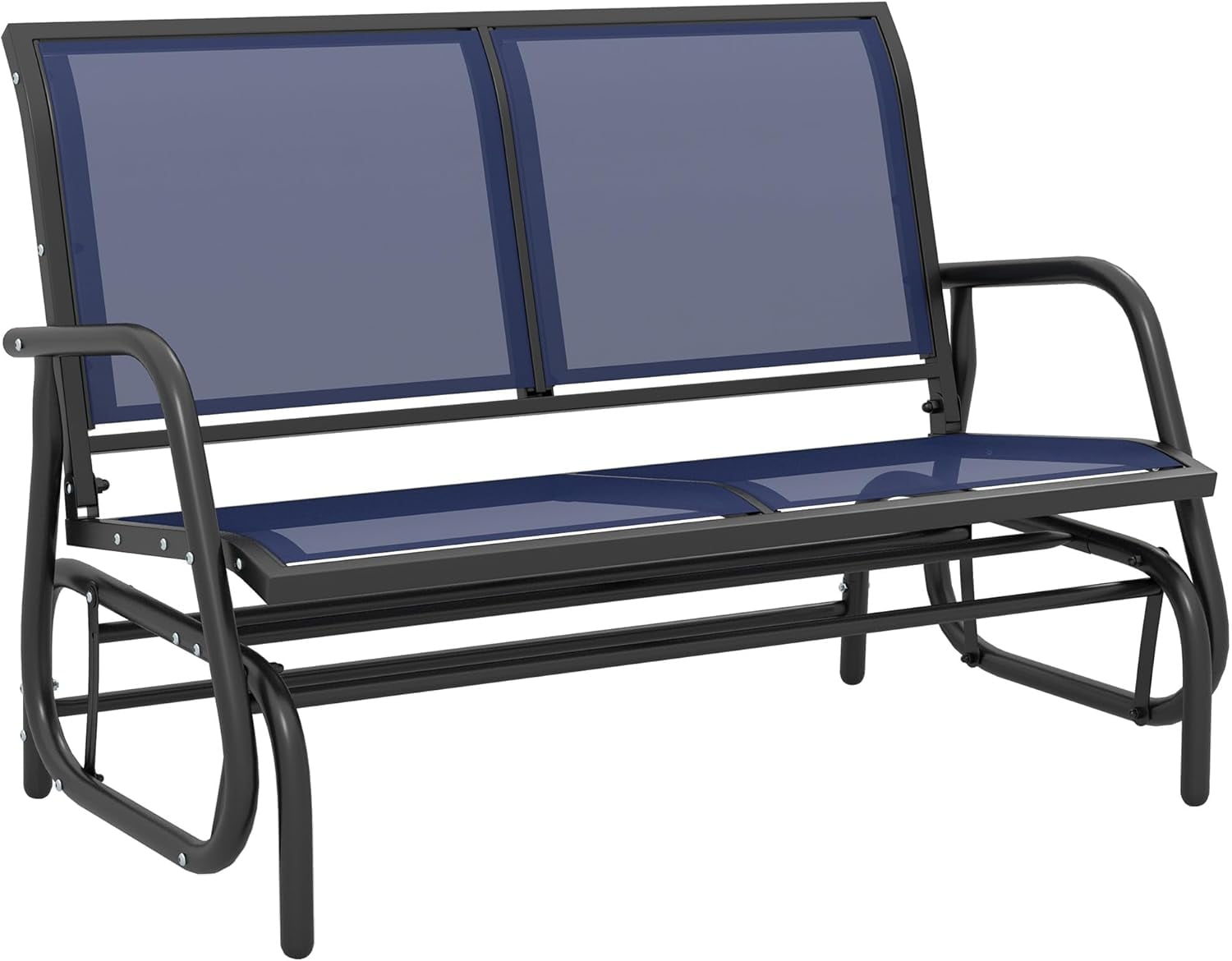 Zengpin 2-Person Outdoor Glider Bench, Patio Double Swing Rocking Chair Loveseat w/Powder Coated ...