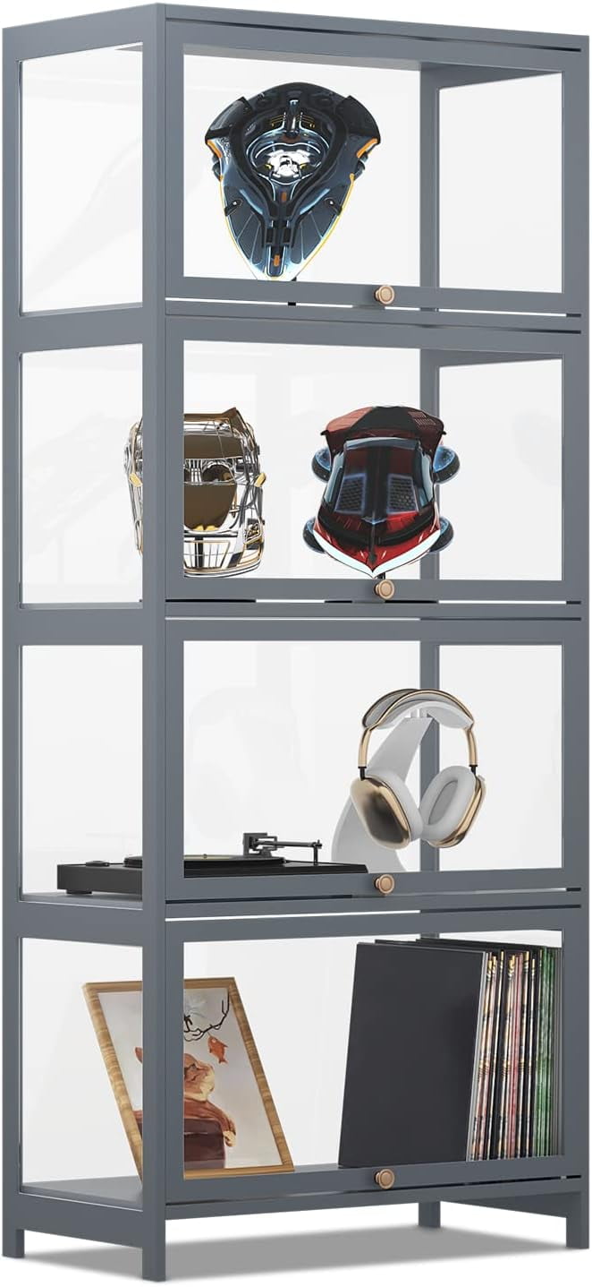 Zengpin 4-Tier Display Cabinet with Acrylic Doors - 55” Transparent ...