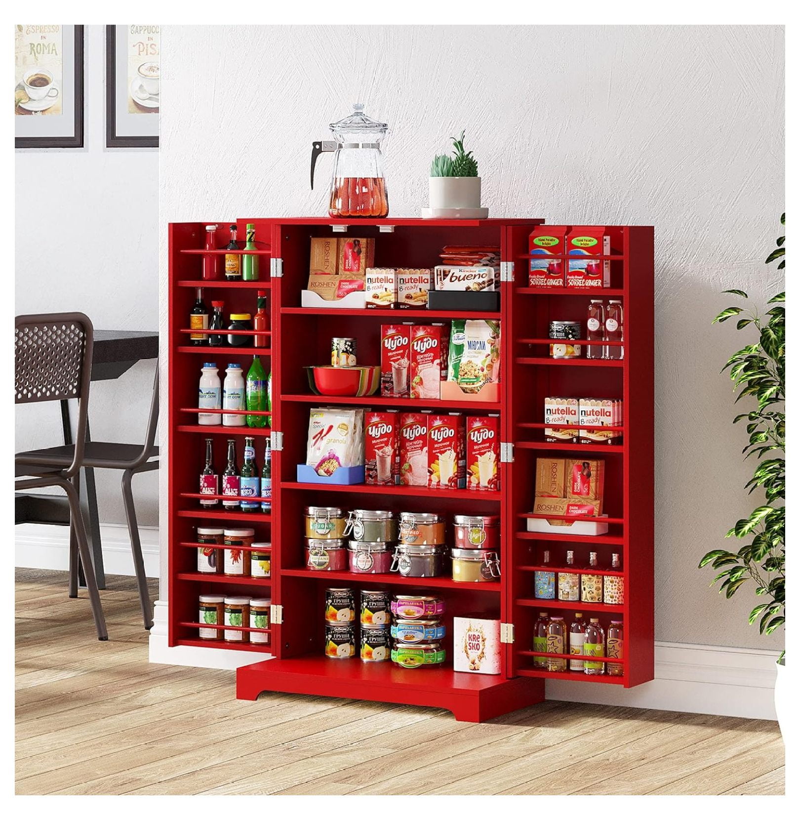 Zengpin 41''Kitchen Storage Cabinet,Food Pantry Cabinet with Doors and ...
