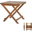 Costway 1 PC Patio Folding Side Table Indonesia Teak Wood Round Slatted ...