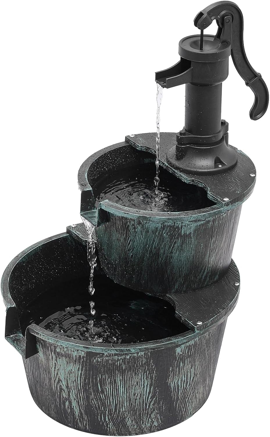 Zengpin Barrel and Pump Water Fountain, Freestanding Cascading ...