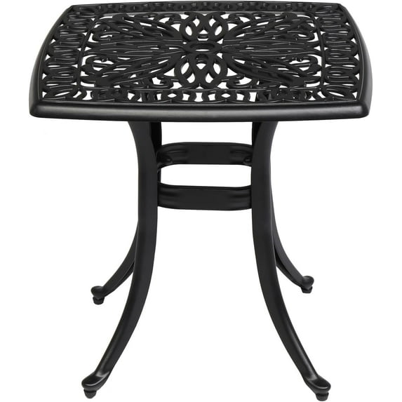 Zengpin Cast Aluminum Outdoor Side Table with Umbrella Hole, Anti-Rust ...
