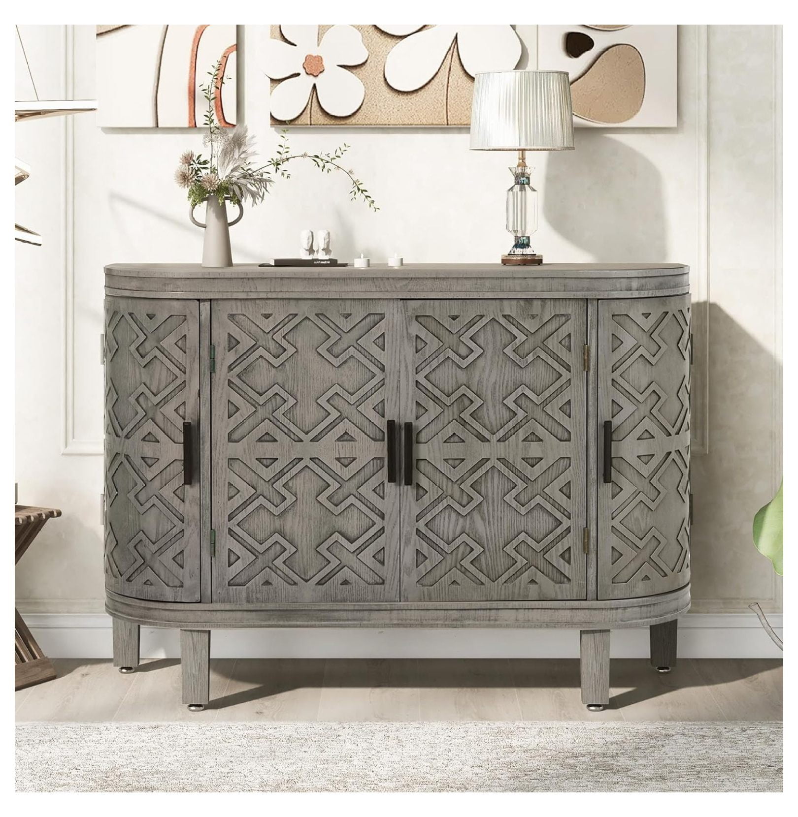 Zengpin Corner Buffet Sideboard Table,Wood Storage Cabinet with Doors ...