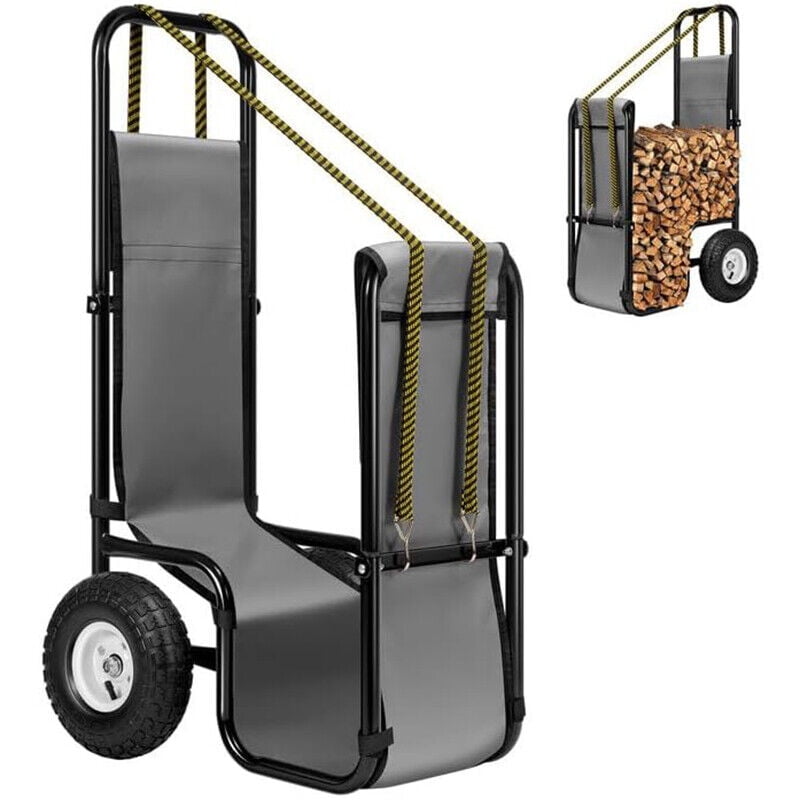 Zengpin Firewood Log Cart Carrier with Rubber Wheels and 600D Oxford ...