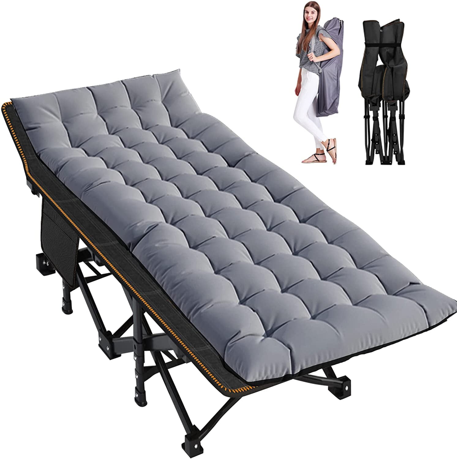 Zengpin Folding Camping Cot, Heavy Duty Sleeping Cots with Carry Bag ...