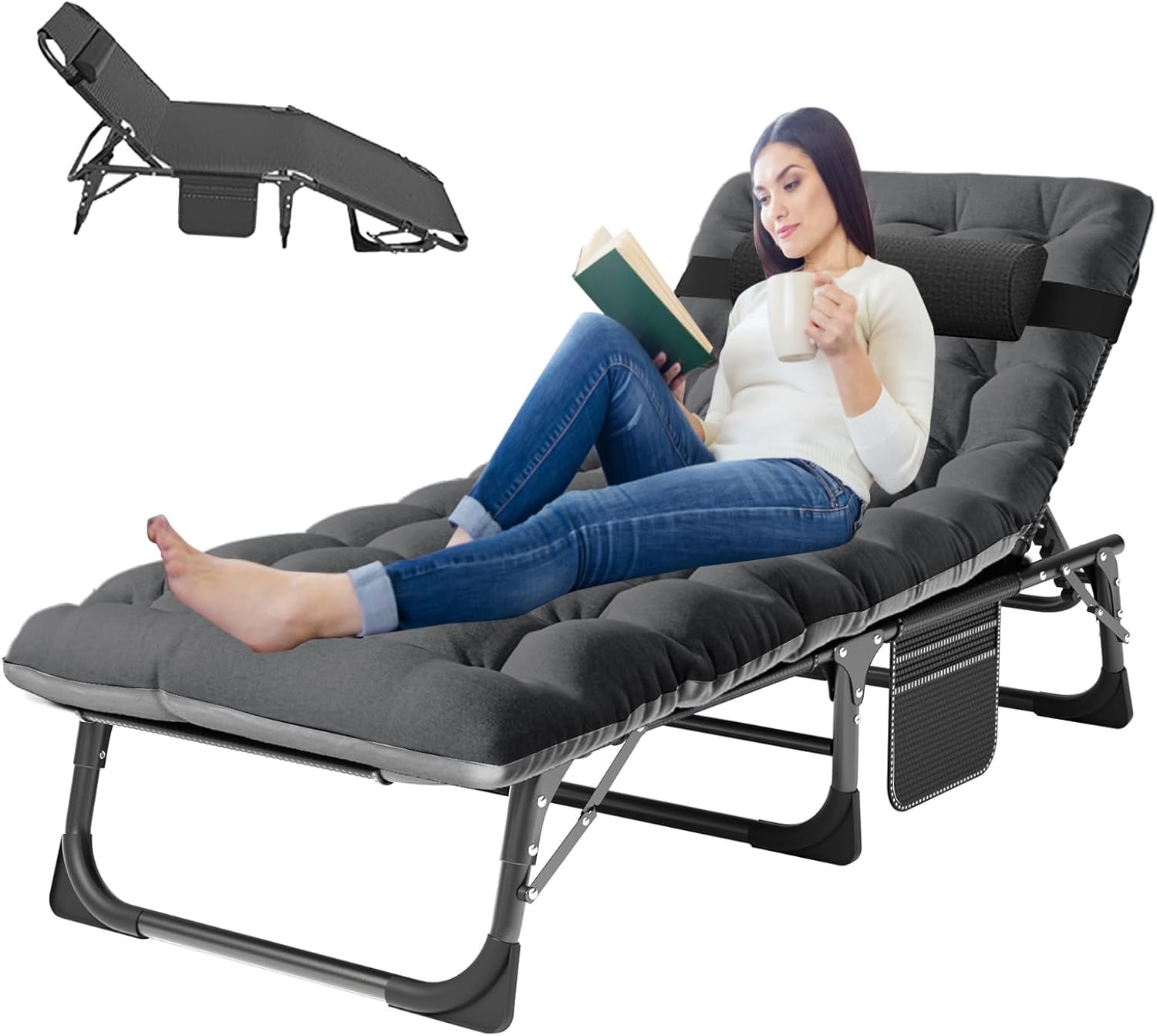 Zengpin Folding Camping Cot, Heavy Duty Sleeping Cots with Carry Bag ...