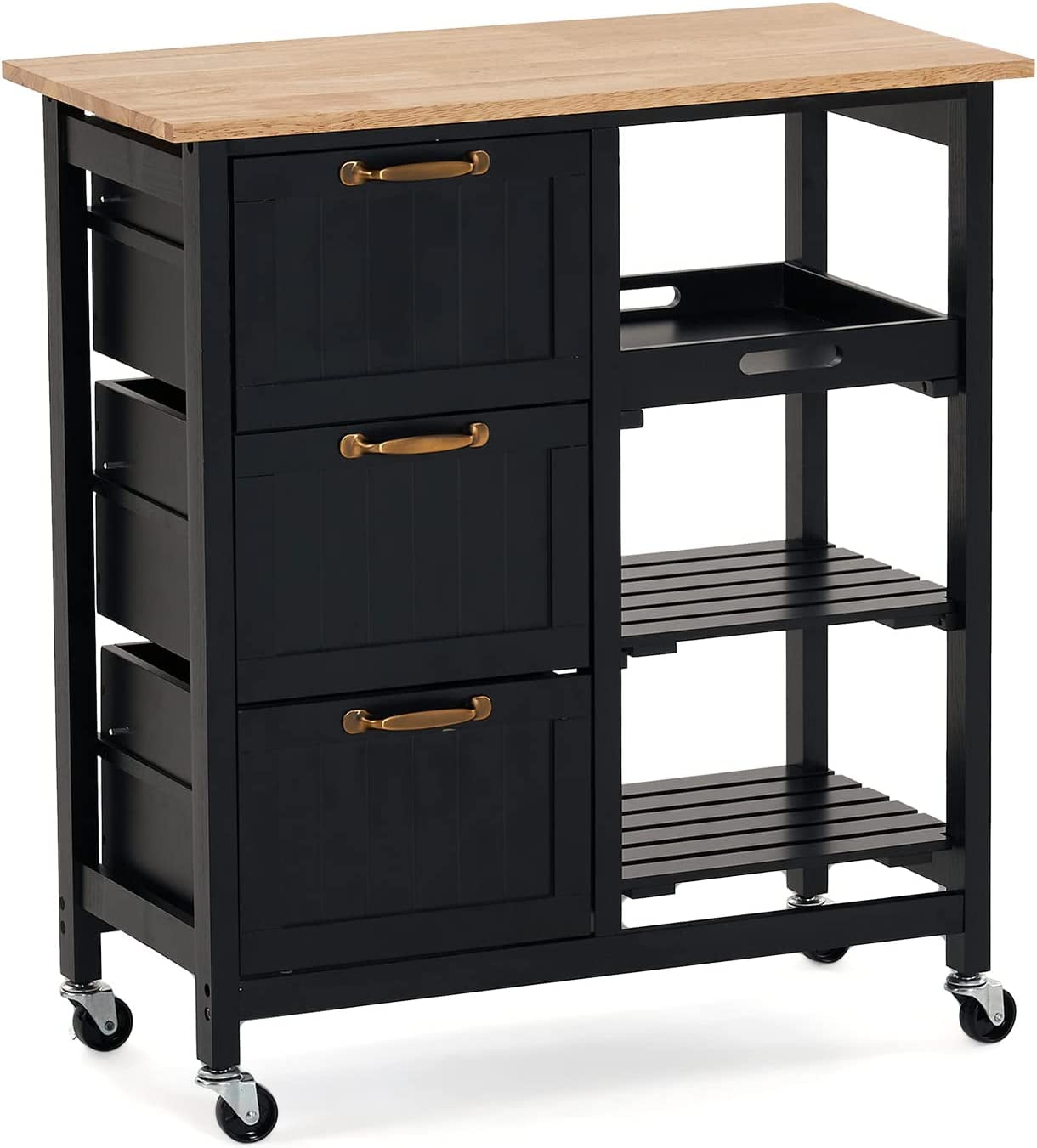 Zengpin Kitchen Island, Rolling Kitchen Storage Cart with 3 Drawers 3 ...