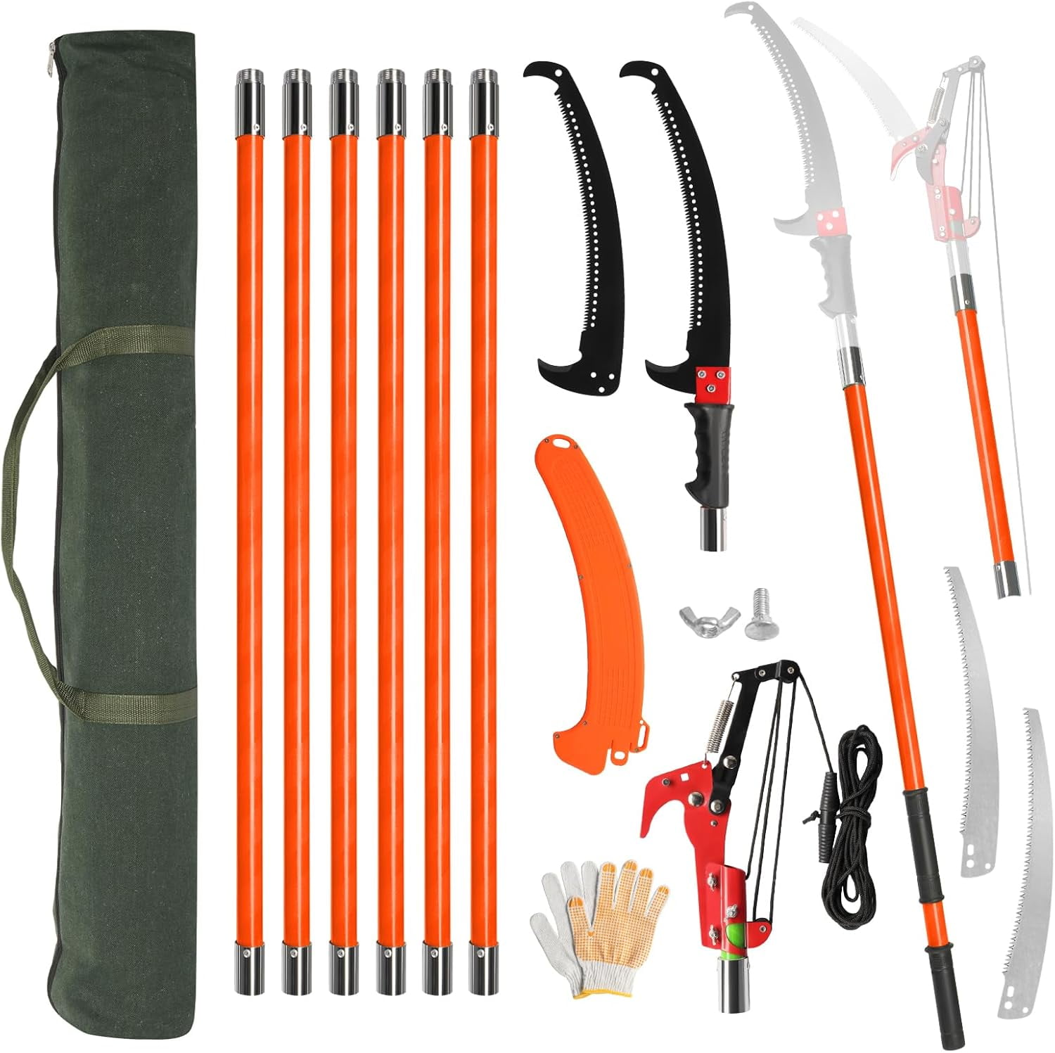 Zengpin Manual Pole Saw, 26 Feet Extendable Tree Pruner with Knives and ...