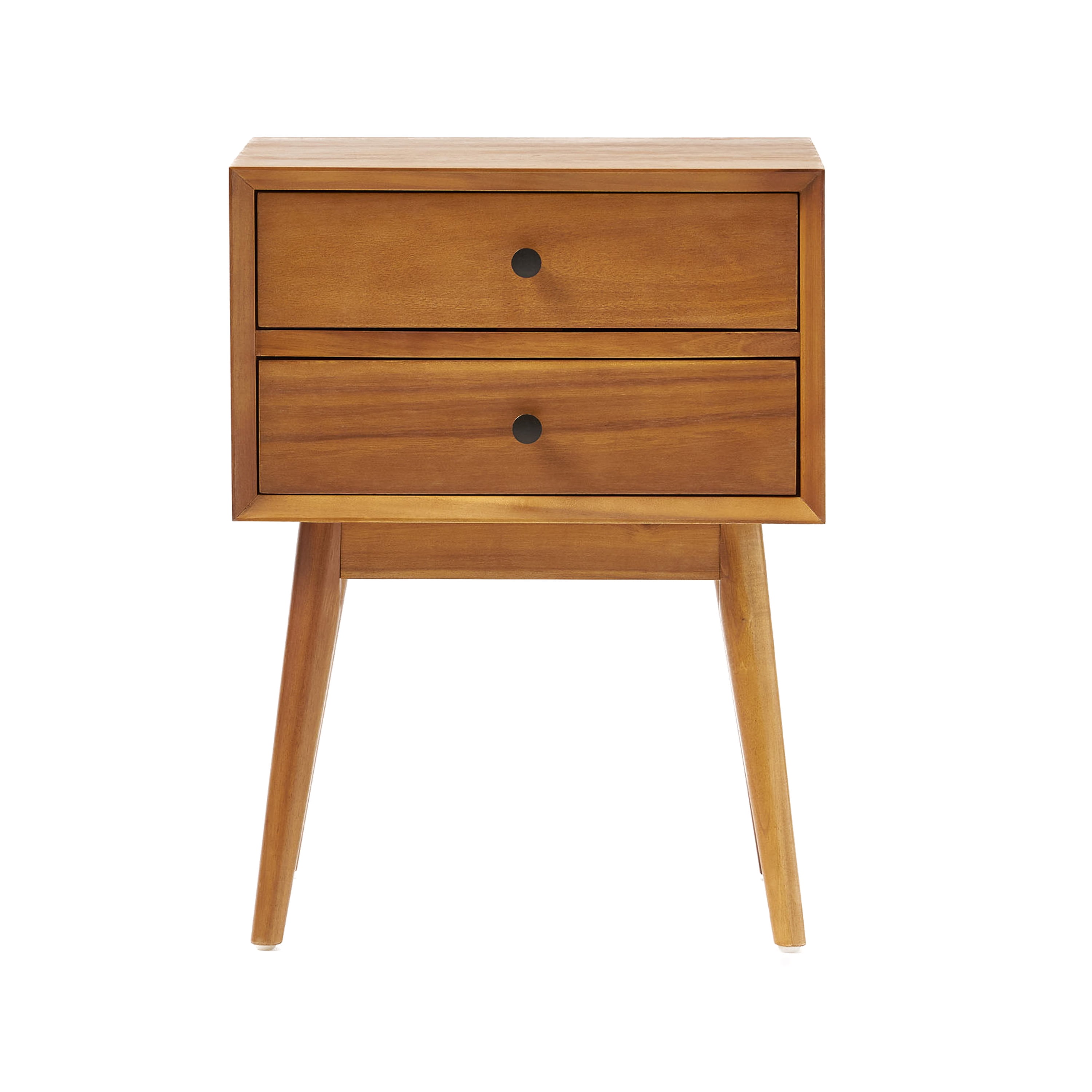 Zengpin Mid-Century Acacia Wood Nightstand with 2 Drawer, End Table ...