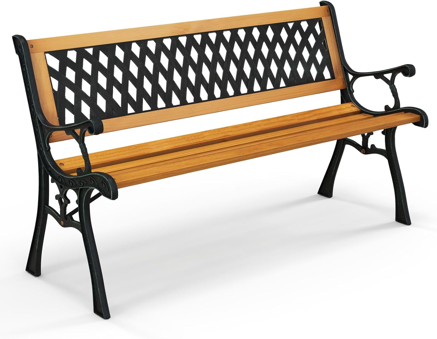 Zengpin Outdoor Garden Bench Park Bench, Patio Bench Chair with Cast ...