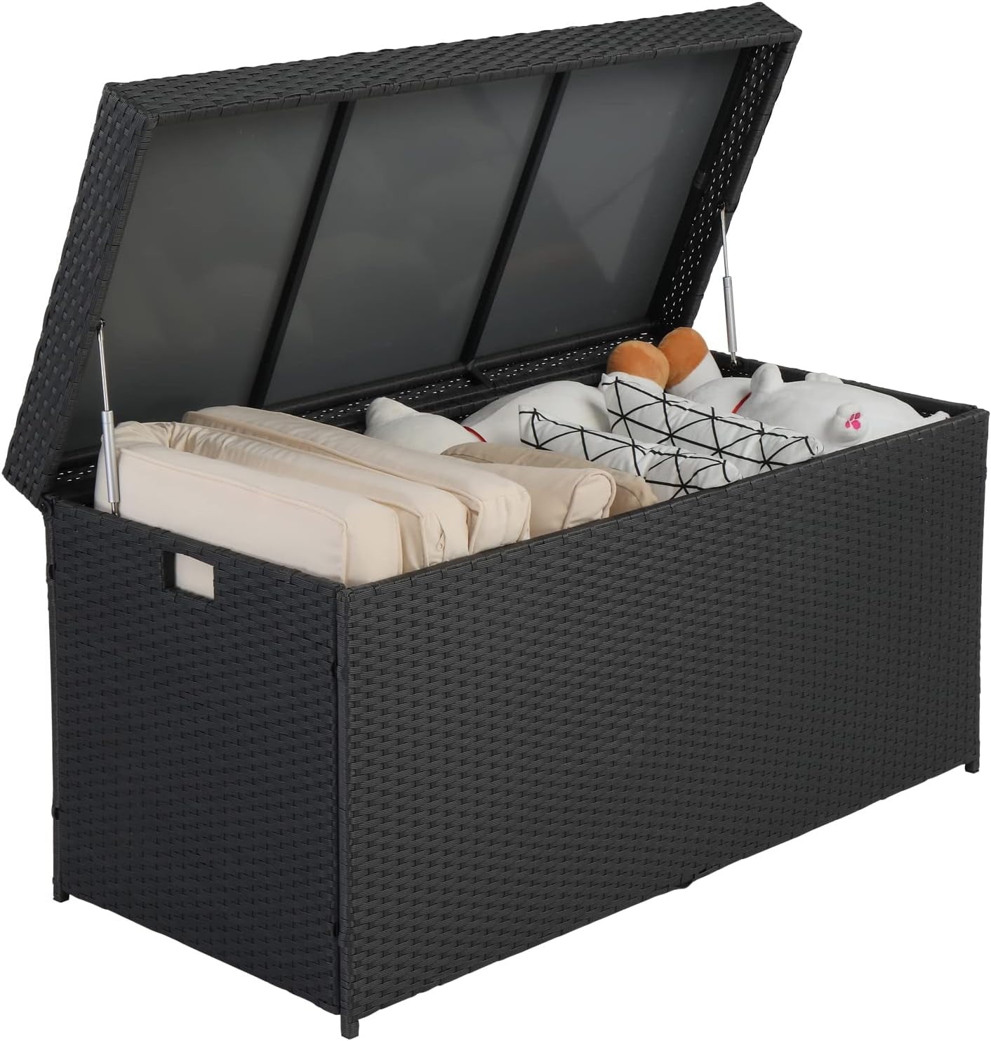 Zengpin Outdoor Wicker Storage Box, 132 Gallon Patio Rattan Deck Box ...