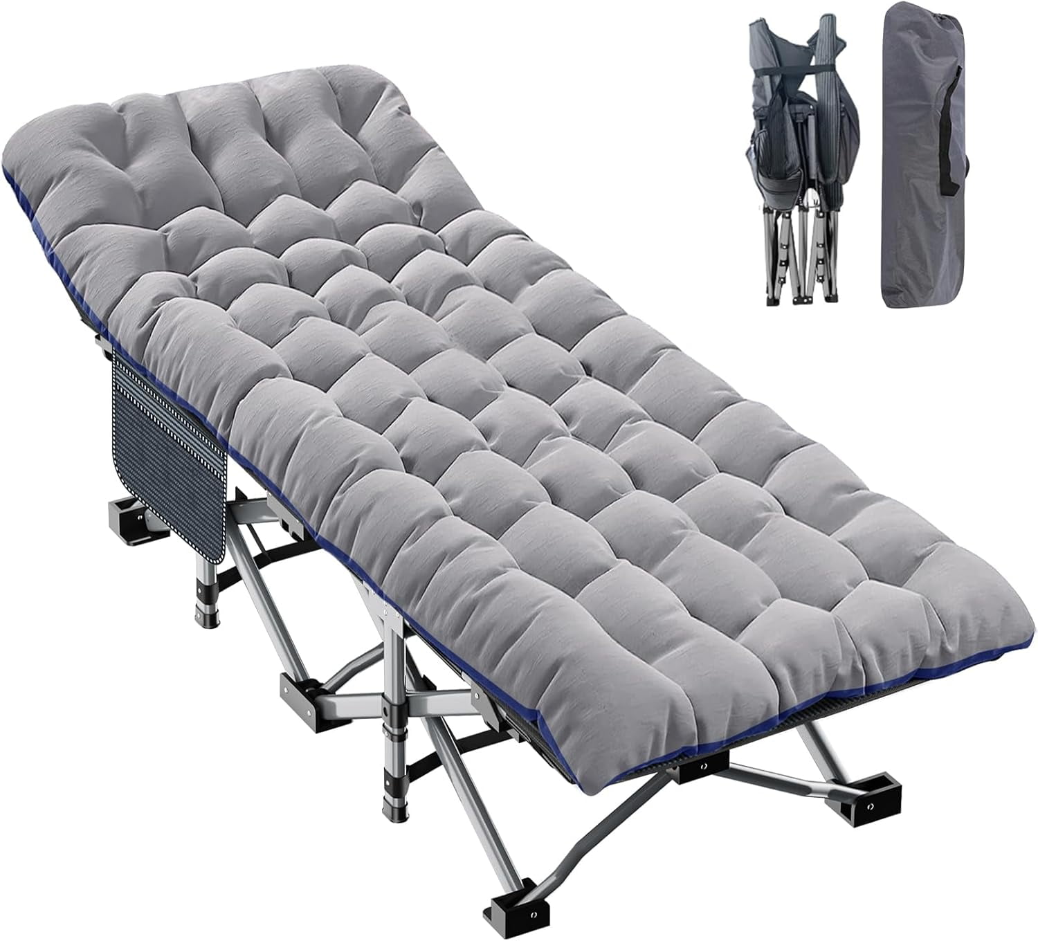 Zengpin Oversized XXL Folding Camping Cot W/Mat for Adults, 78" L x 32 ...