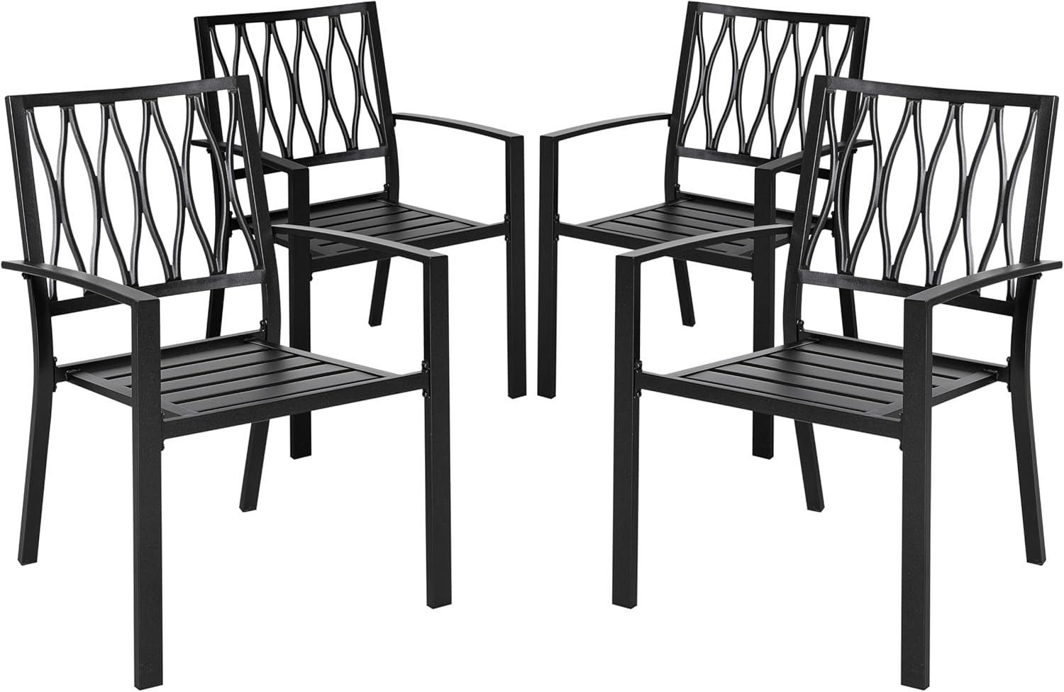 Zengpin Patio Dining Chairs Set of 4, 300Lbs Stackable Outdoor Dining ...